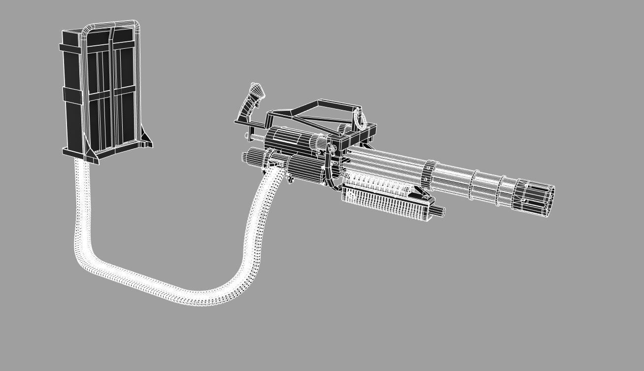3D model MINIGUN M134 with ammunition backpack VR / AR / low-poly ...