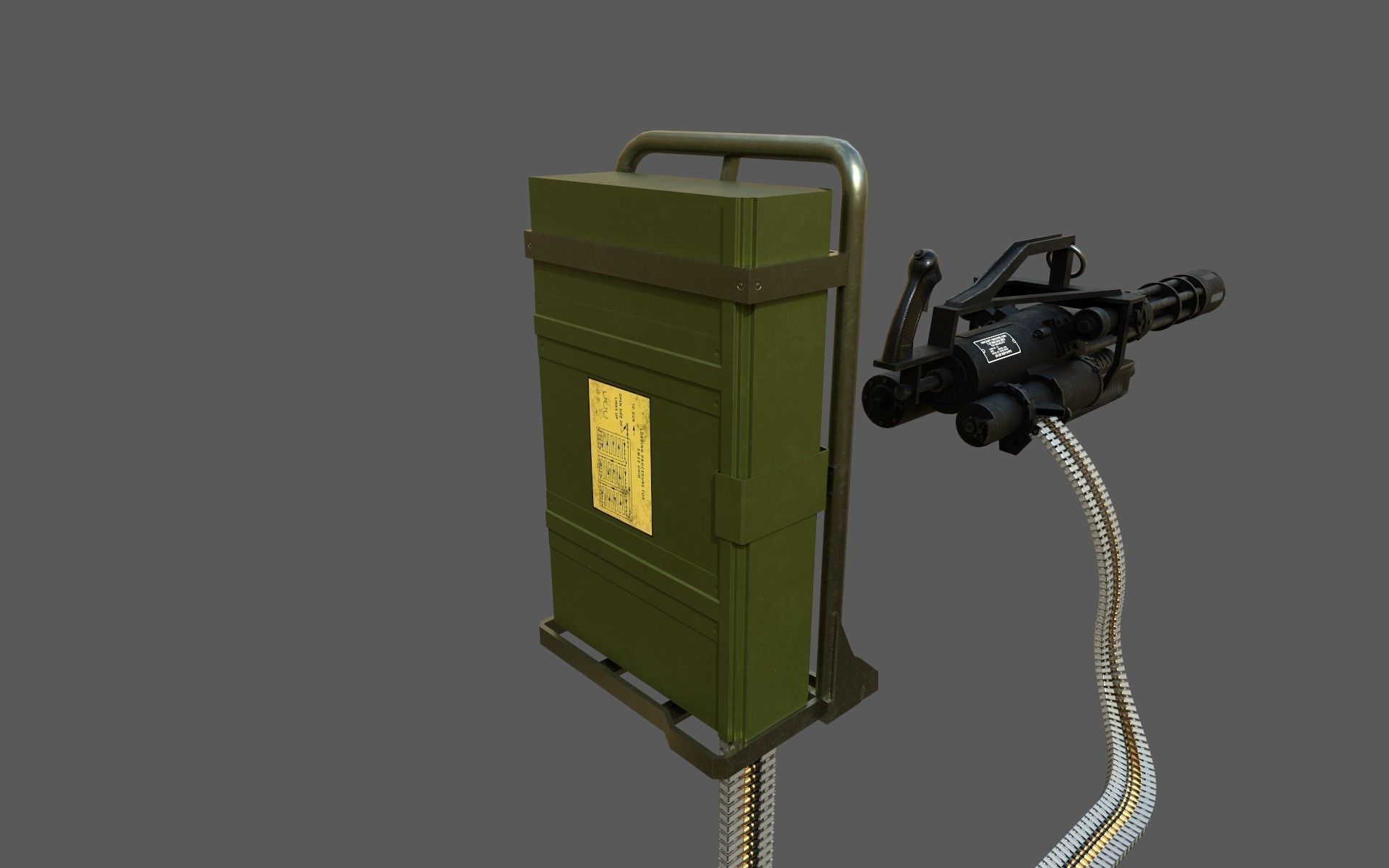 3D model MINIGUN M134 with ammunition backpack VR / AR / low-poly ...