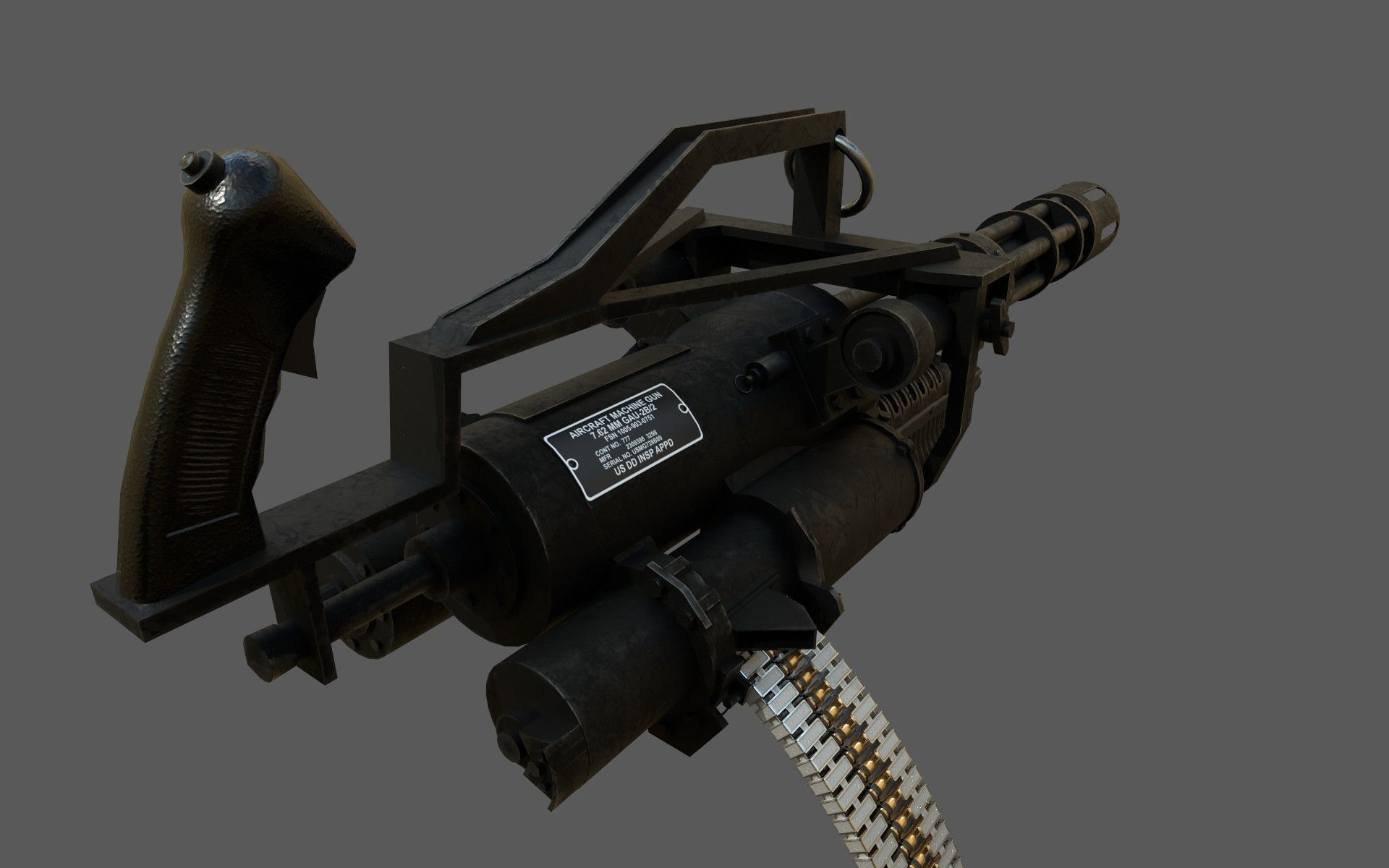 3D model MINIGUN M134 with ammunition backpack VR / AR / low-poly ...