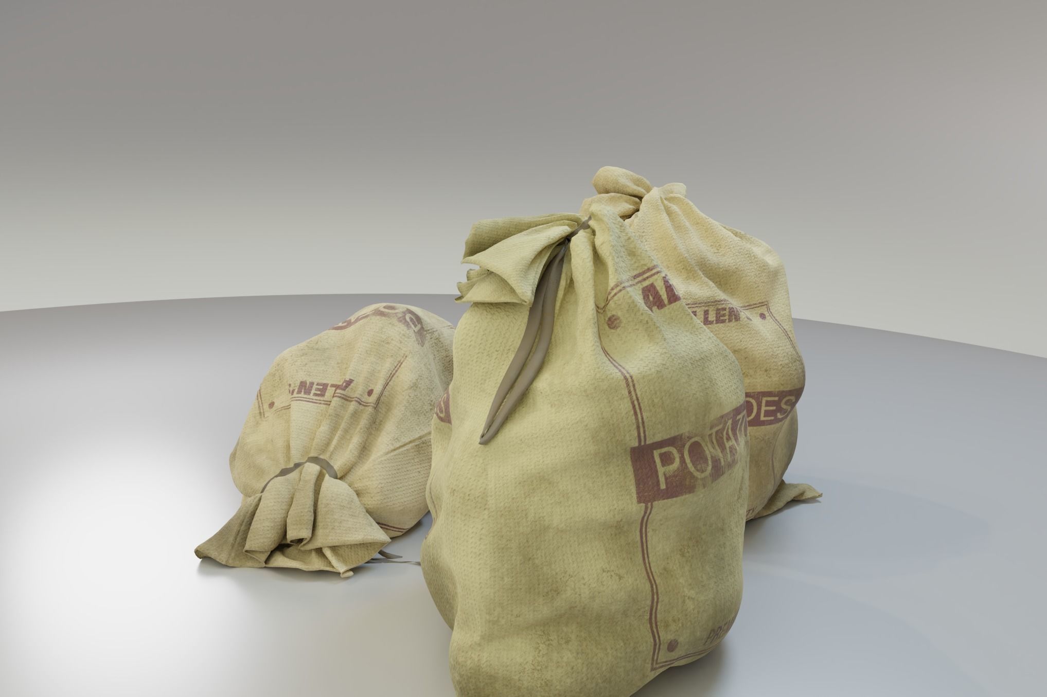 Potato Produce Sacks PBR Asset 3D model | CGTrader