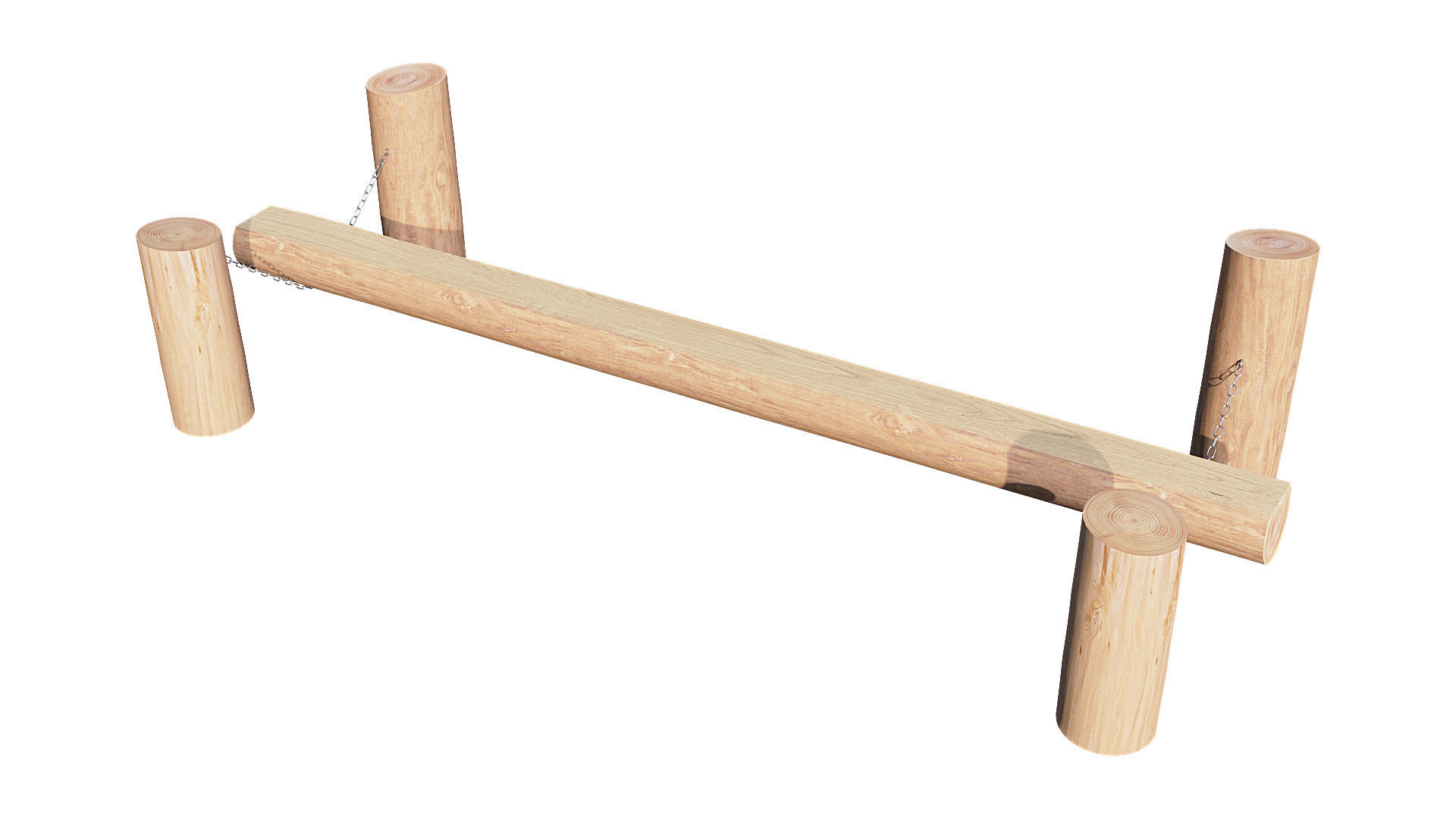 Playground Wooden Log Balance Beam 3D model | CGTrader