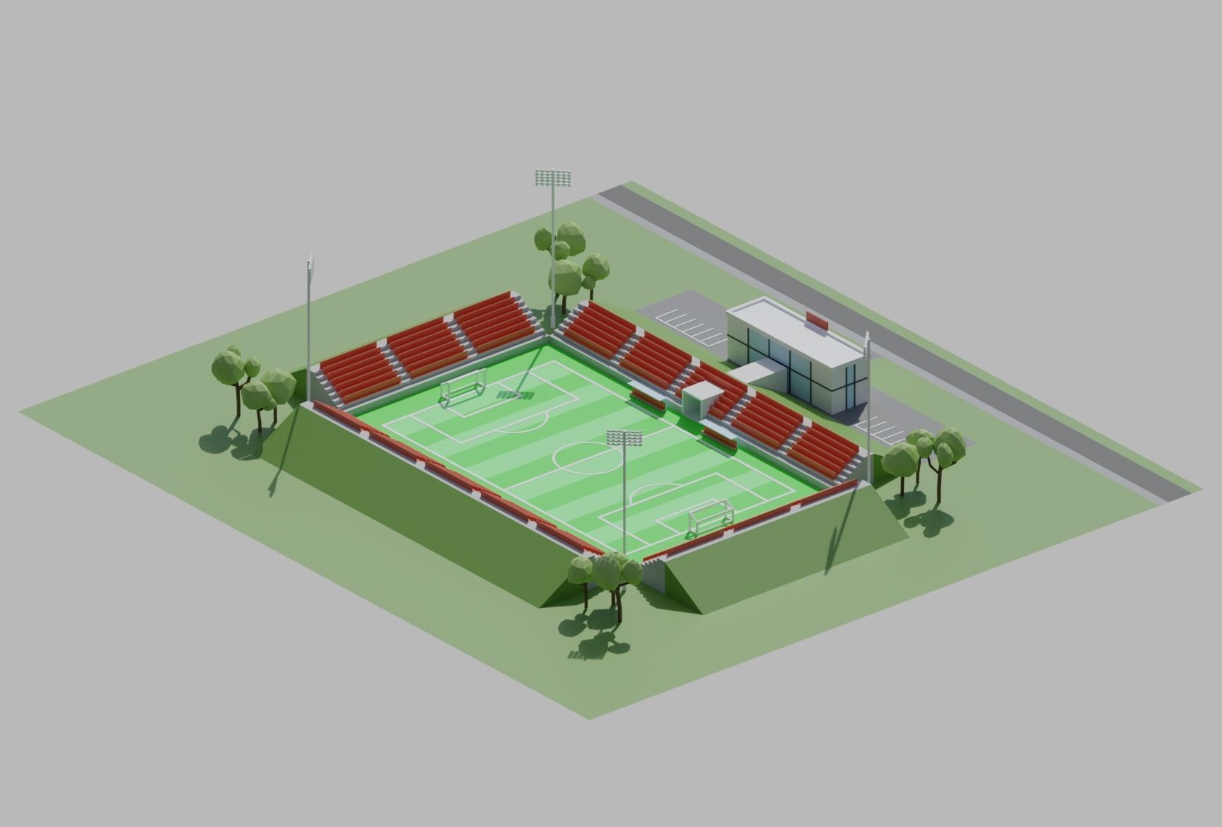 3D model Stadium simple poly kit 5 levels VR / AR / low-poly | CGTrader