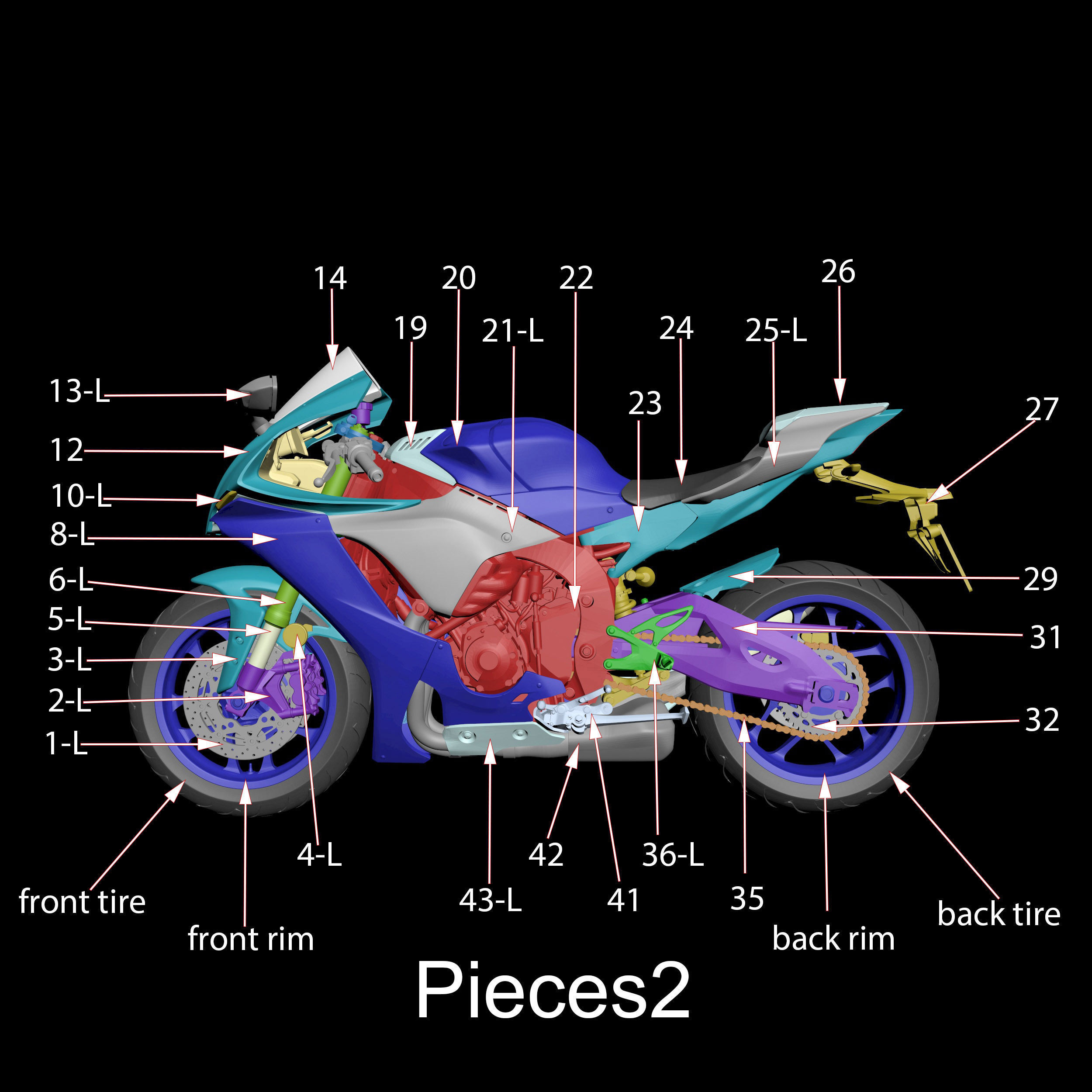 Yamaha YZF R1 2020 3D Model Ready to Print STL File 3D model 3D ...