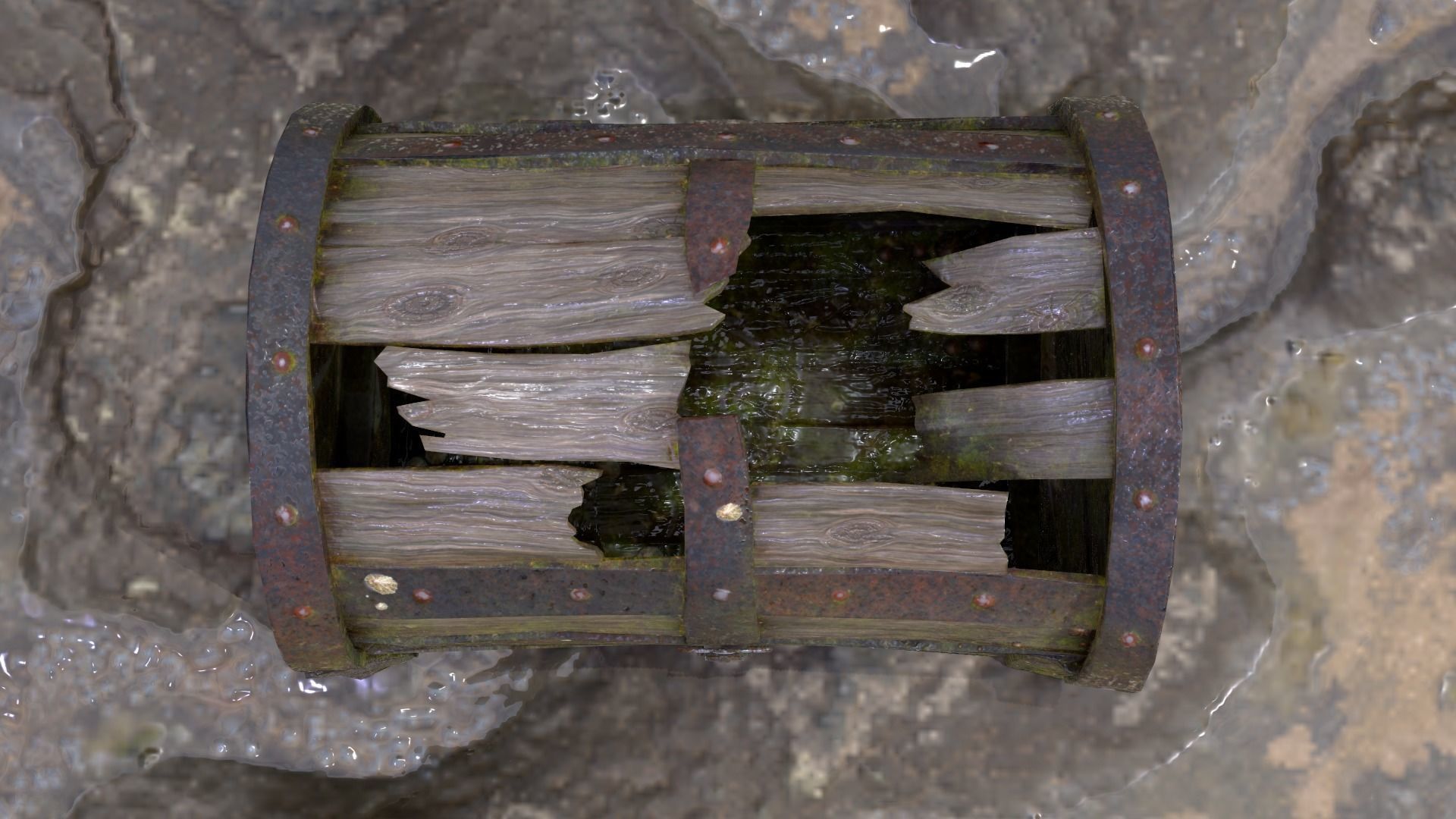 3D model Old Damaged Treasure Chest VR / AR / low-poly | CGTrader