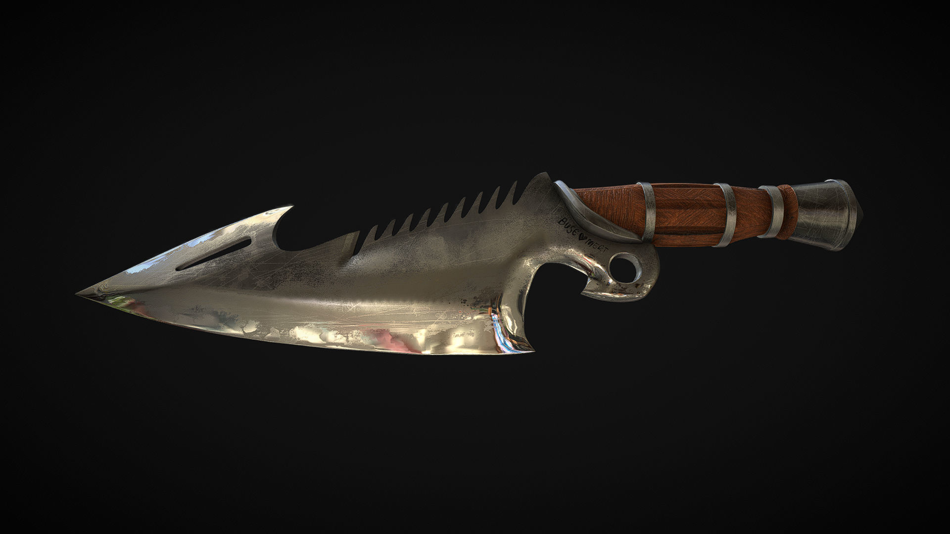 3D model Vintage Pirate Knife VR / AR / low-poly OBJ 3DS FBX C4D STL