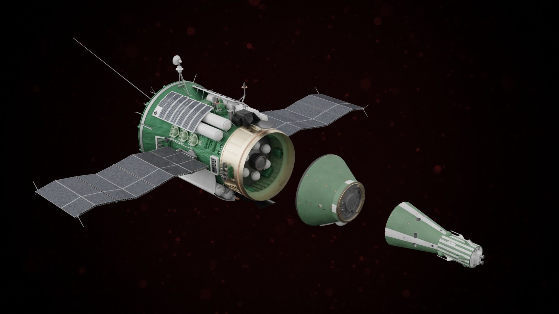 Soviet TKS Spacecraft 3D model rigged | CGTrader