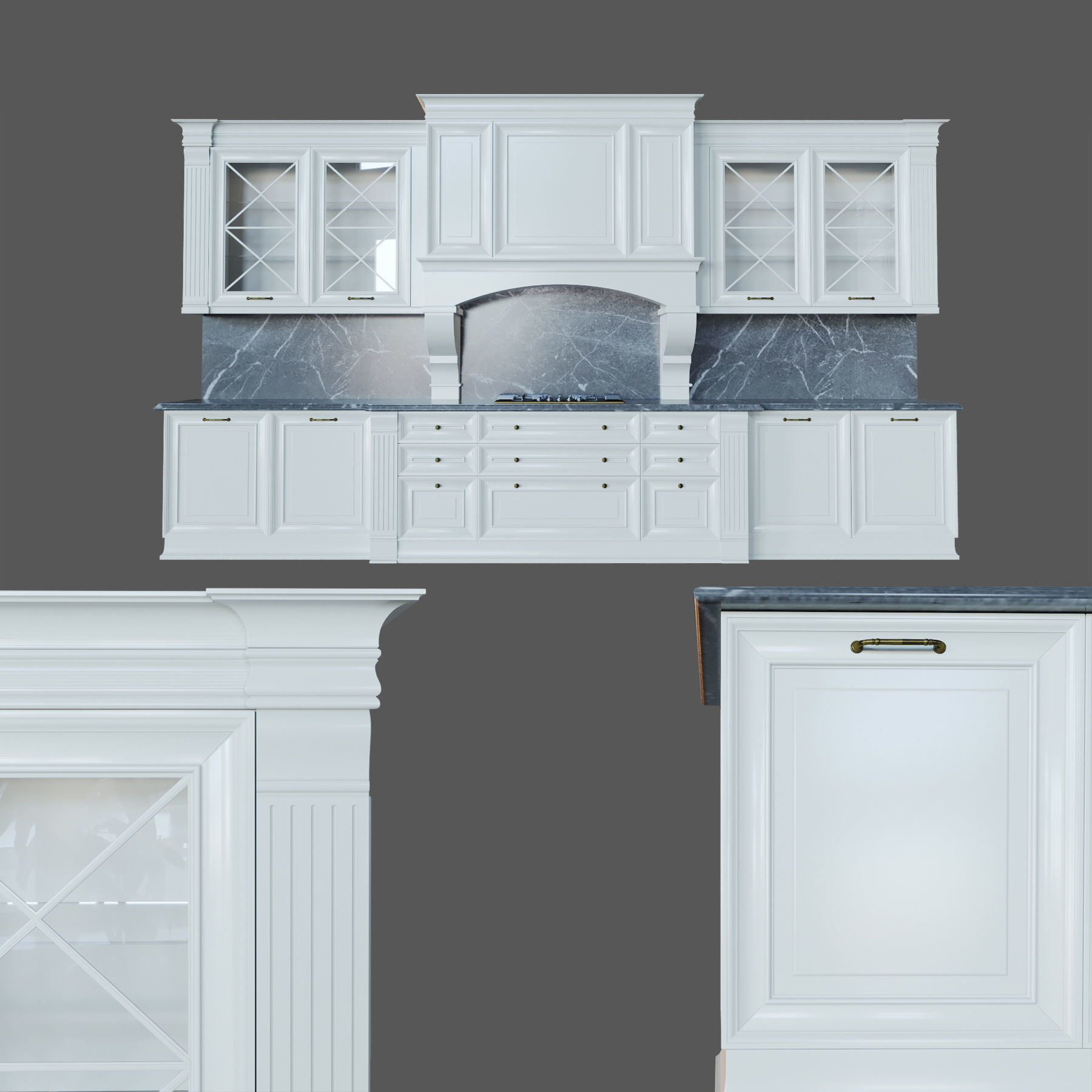 Classic modular kitchen 3D model | CGTrader