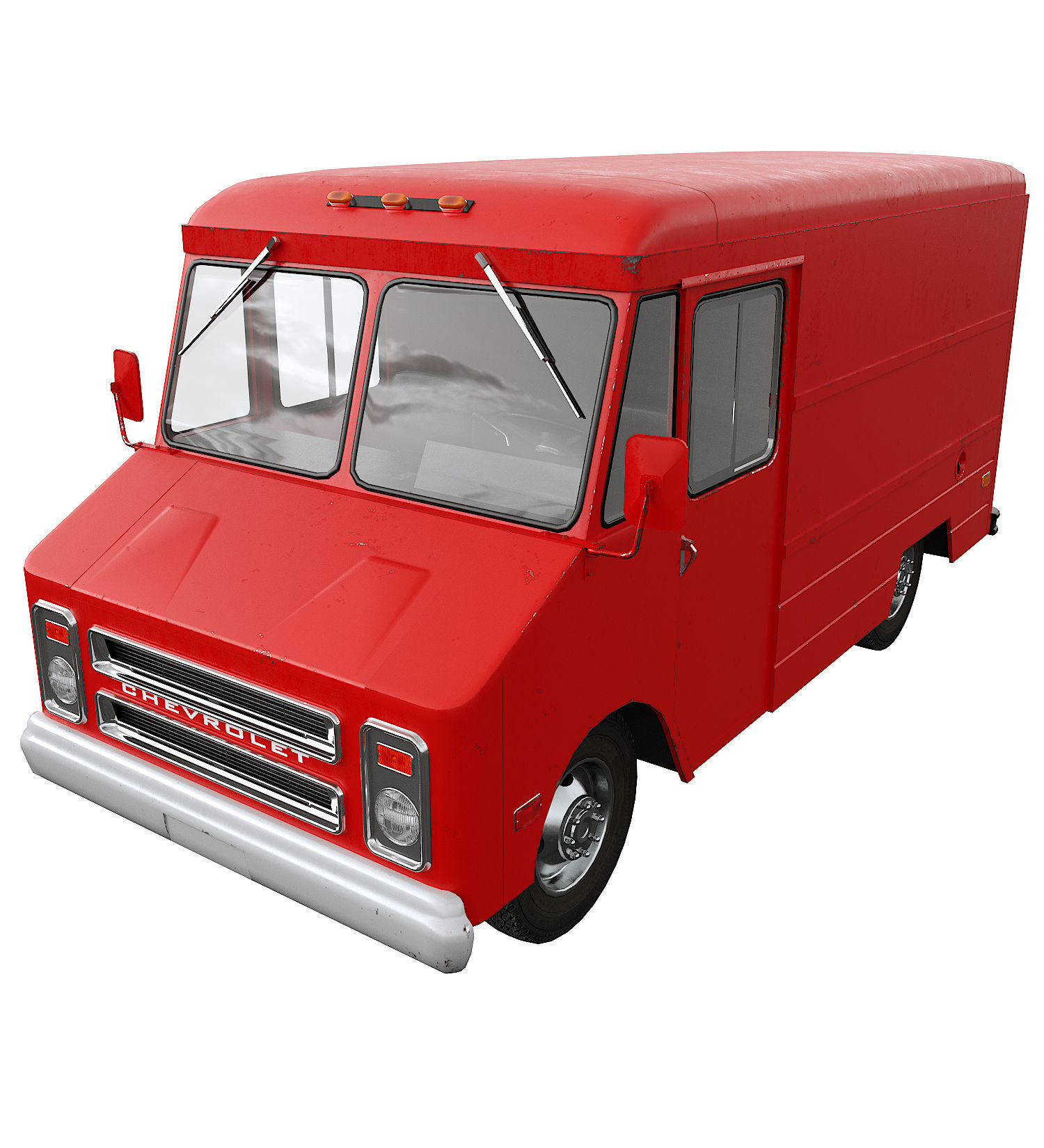 3D model Chevrolet P30 step van Red 1980s VR / AR / low-poly | CGTrader