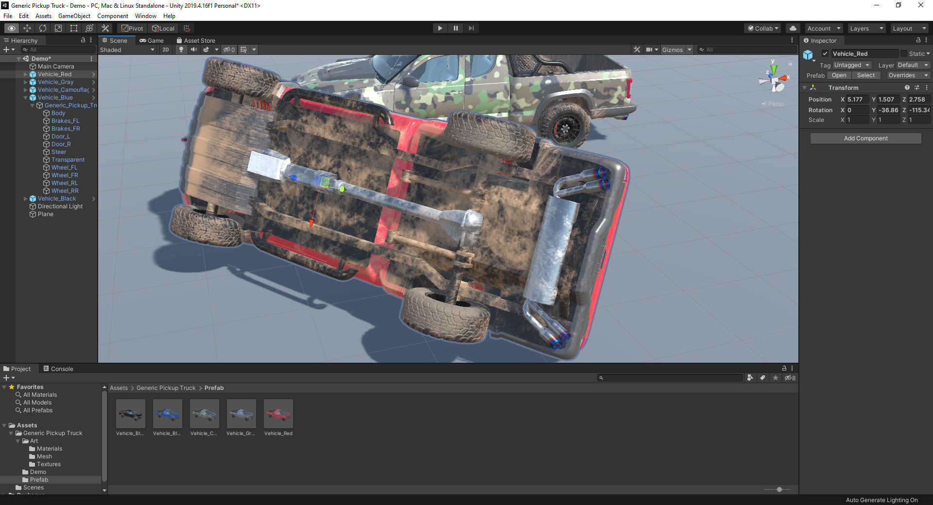 3D model Generic Pickup Vehicle Pack for Unity VR / AR / low-poly ...
