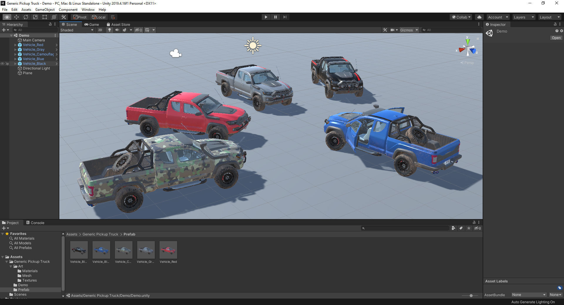 3D model Generic Pickup Vehicle Pack for Unity VR / AR / low-poly ...