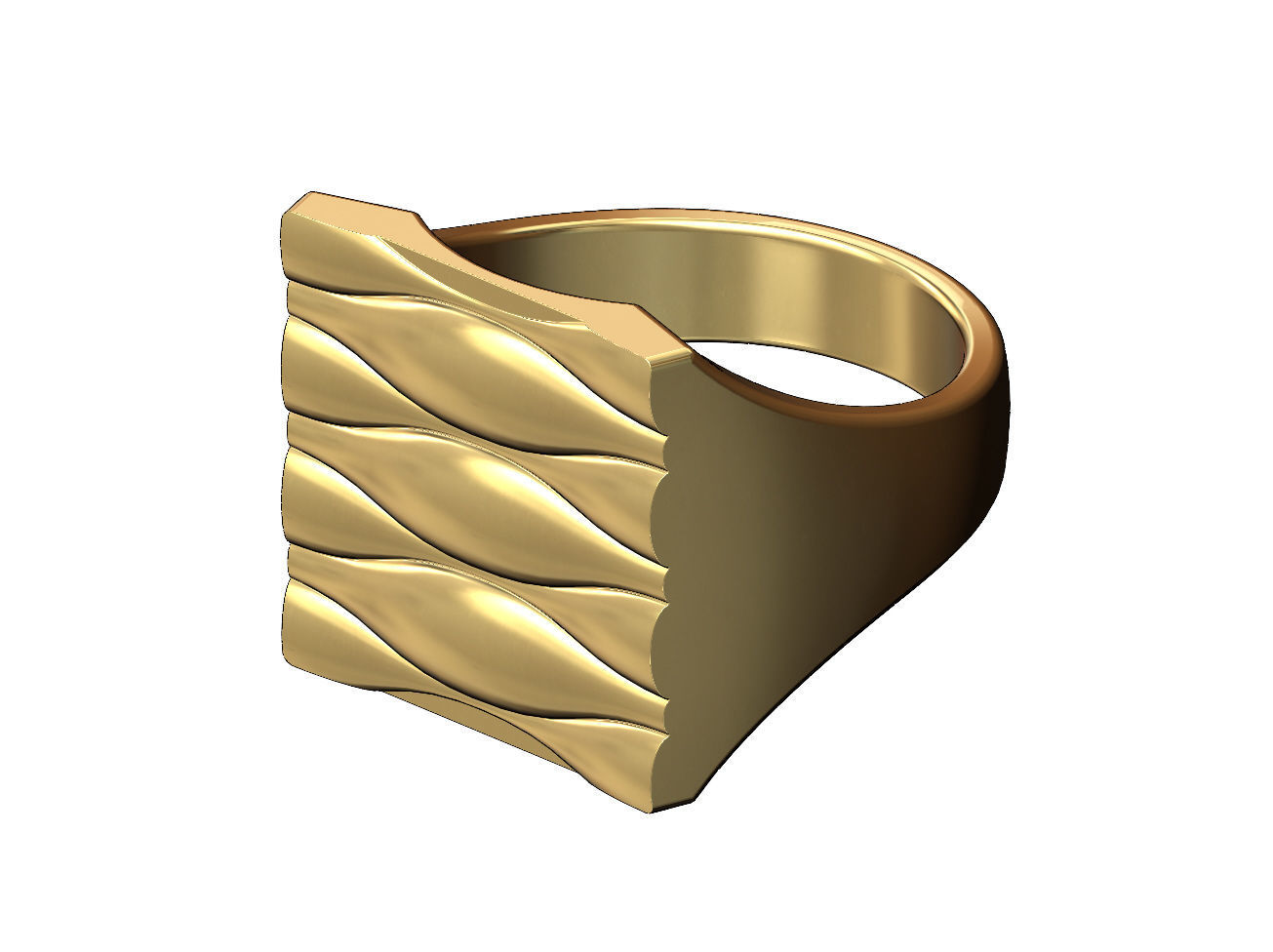 Chunky wave pattern square statemnt ring 3D model 3D printable | CGTrader