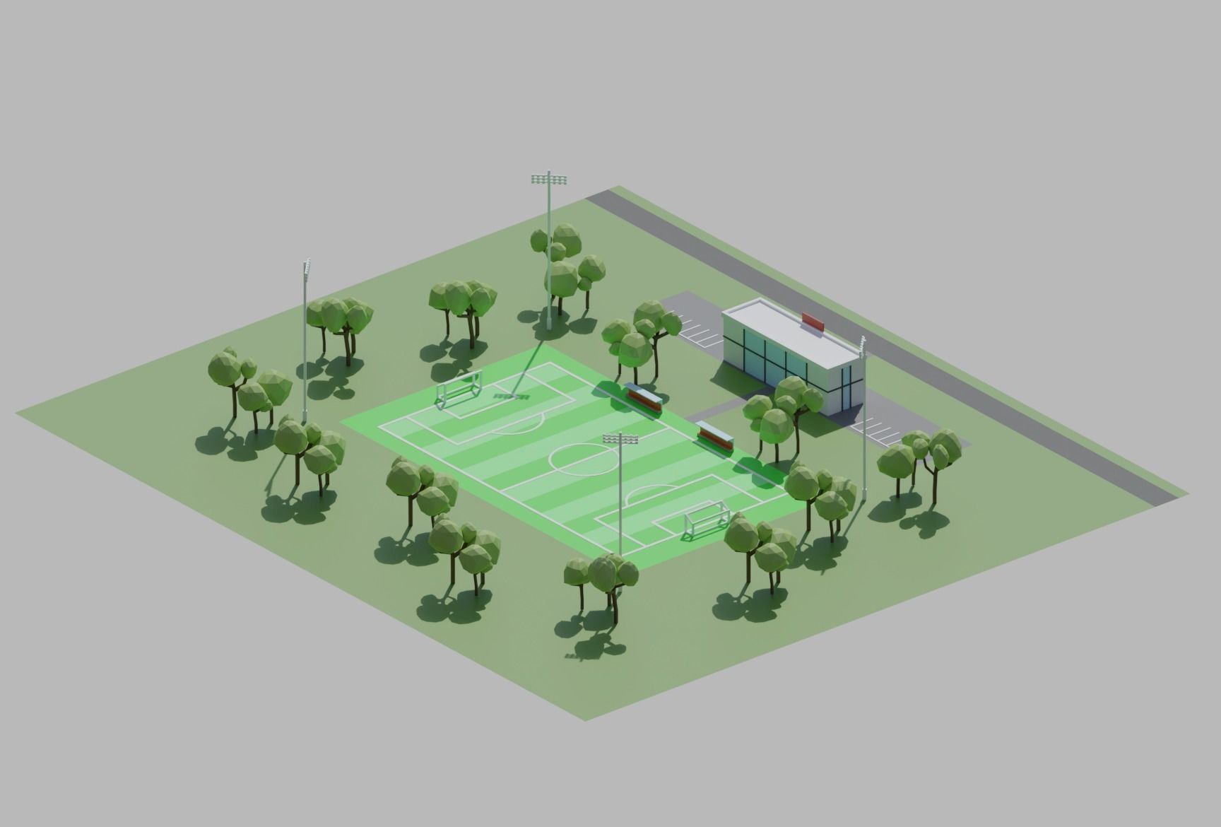 3D model Lowpoly stadium kit VR / AR / low-poly | CGTrader
