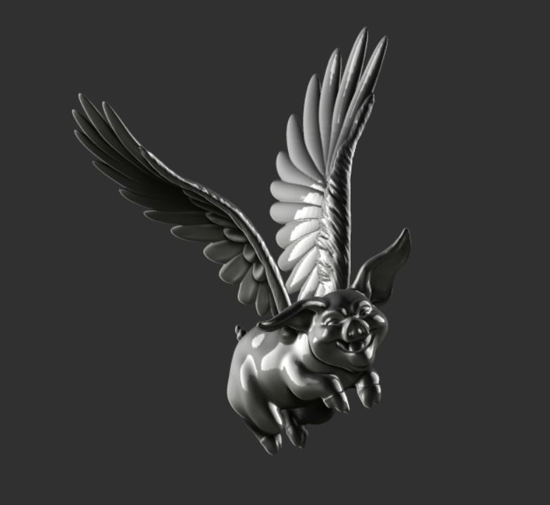 winged pig 3D model 3D printable | CGTrader