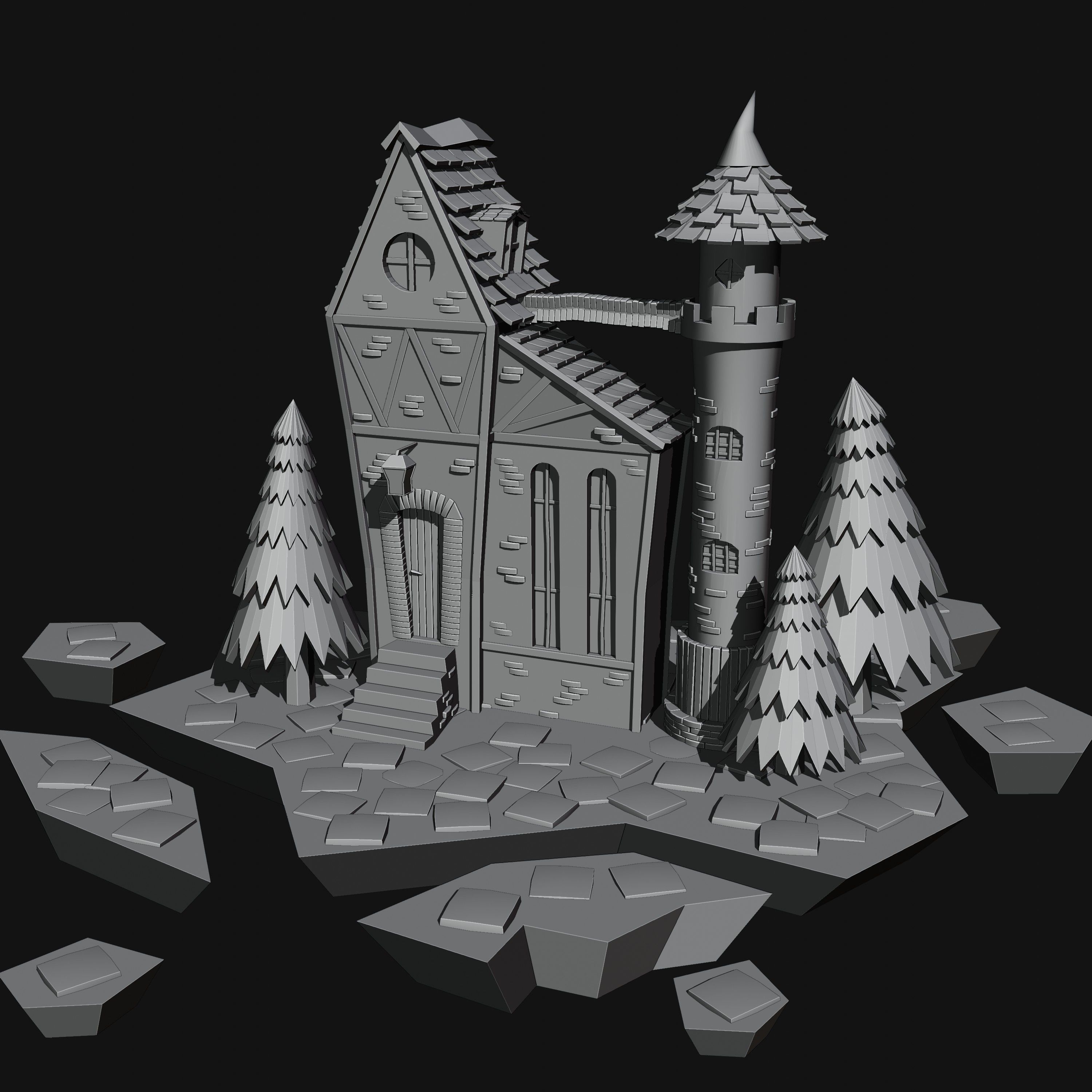 Low poly wizards house free VR / AR / low-poly 3D model | CGTrader