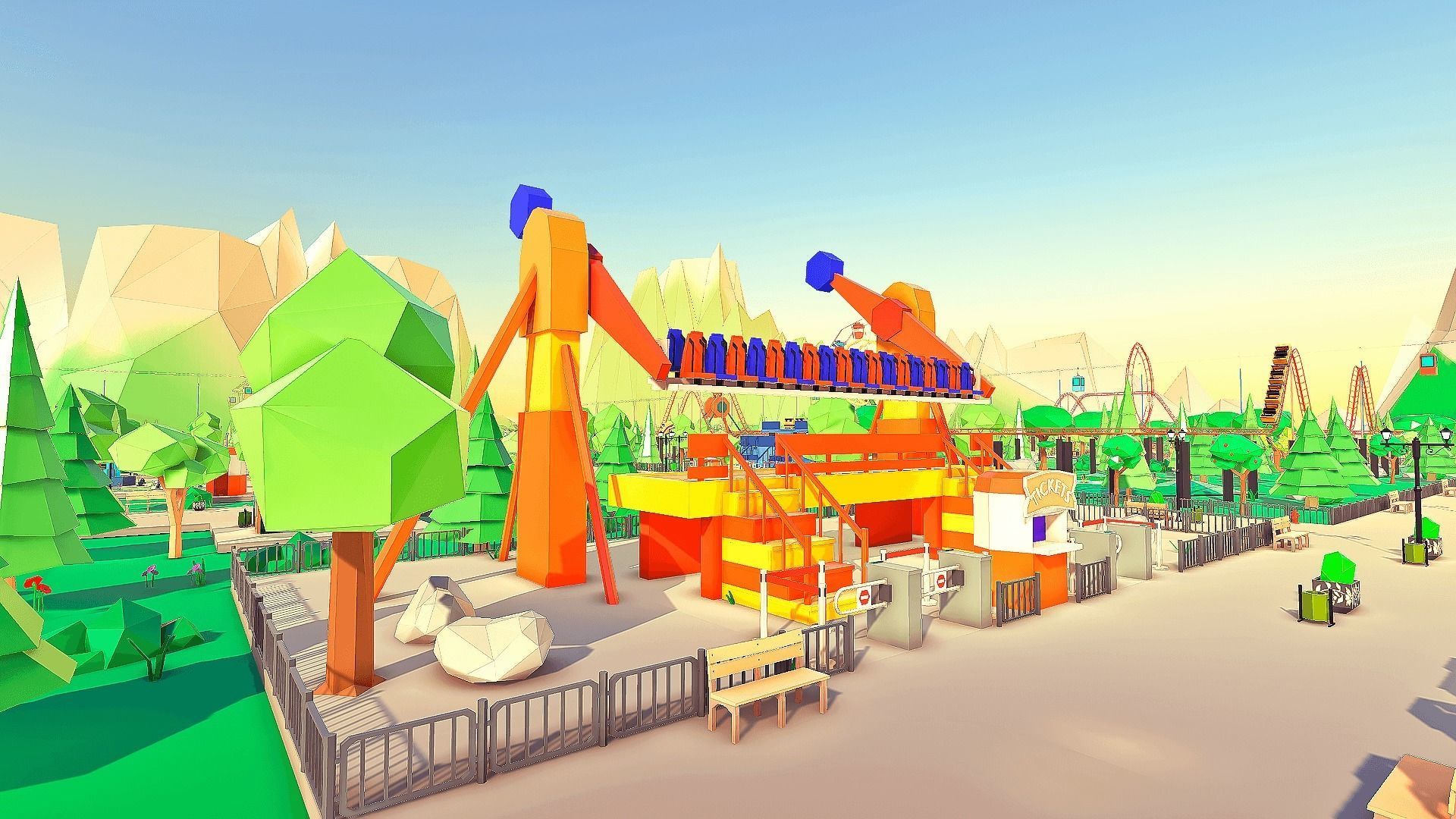 3D model Amusement Park VR / AR / low-poly animated | CGTrader