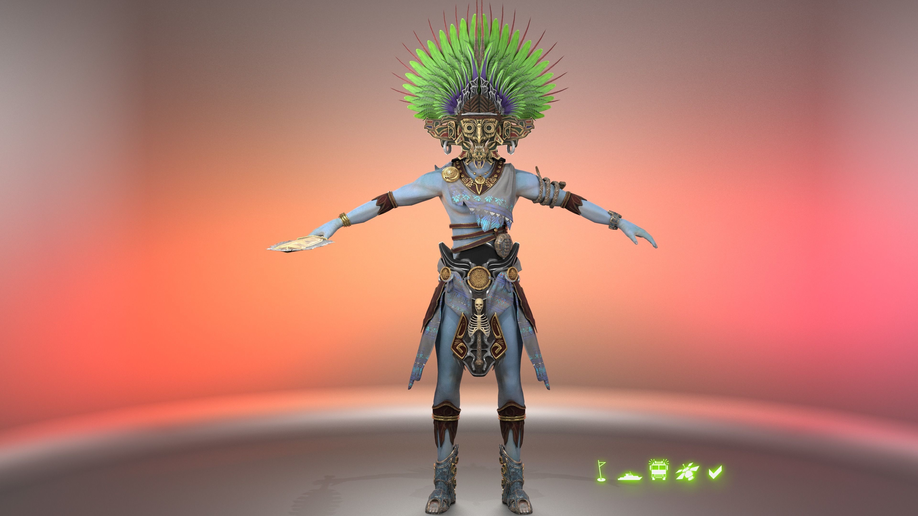 3D model Tlaloc the Aztec God of Rain VR / AR / low-poly | CGTrader