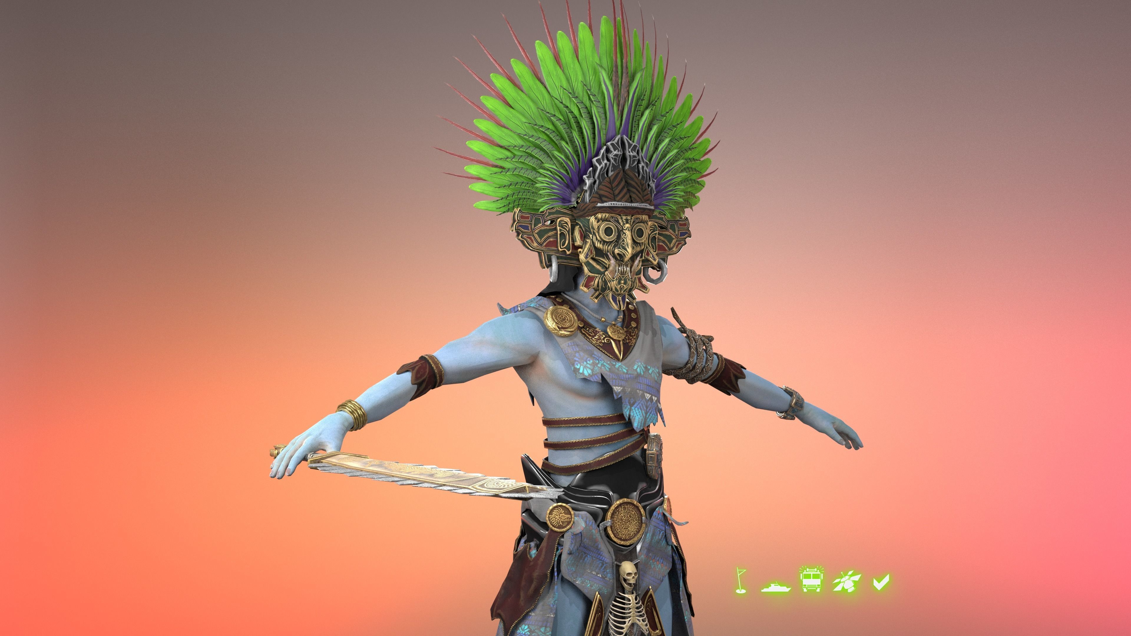 3D model Tlaloc the Aztec God of Rain VR / AR / low-poly | CGTrader