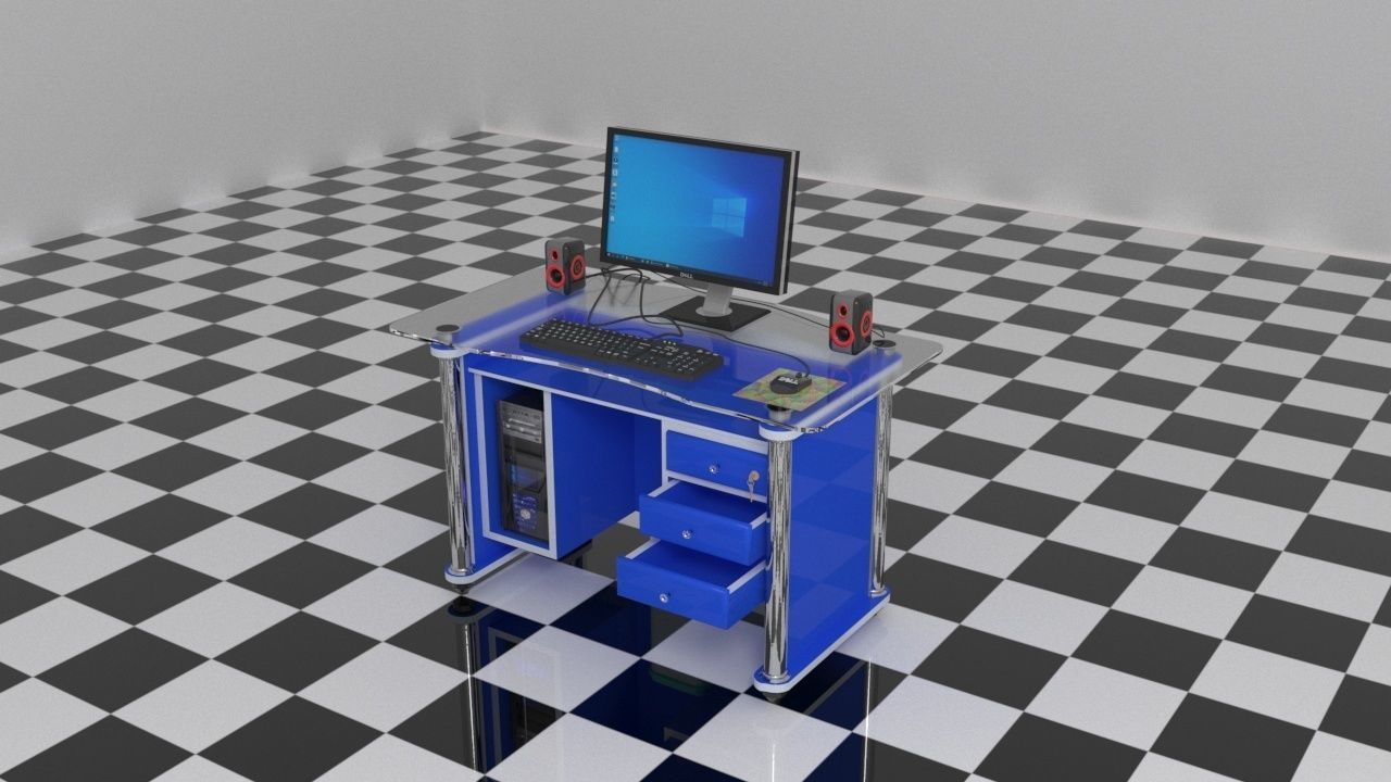 computer setup 3D model animated | CGTrader
