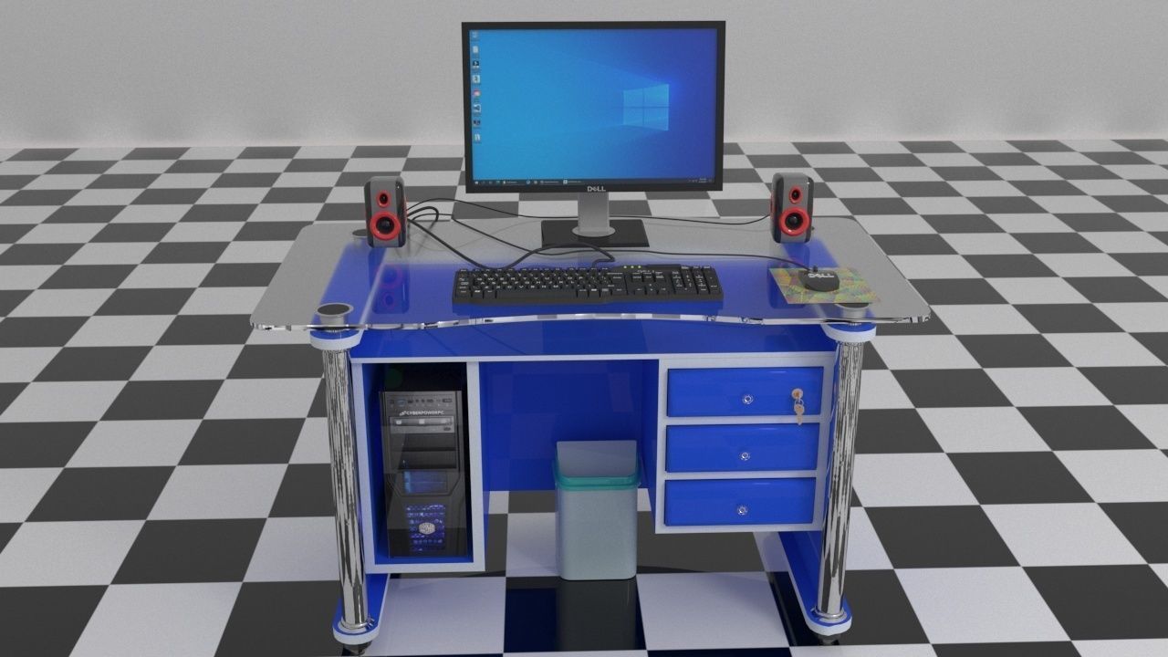 computer setup 3D model animated | CGTrader