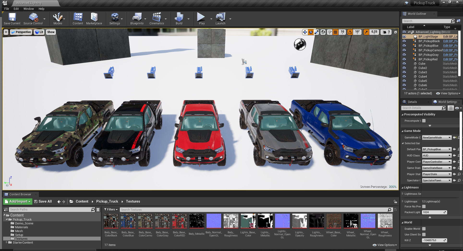 3D model UE4 Pickup Truck Pack Vehicle Car VR / AR / low-poly rigged ...
