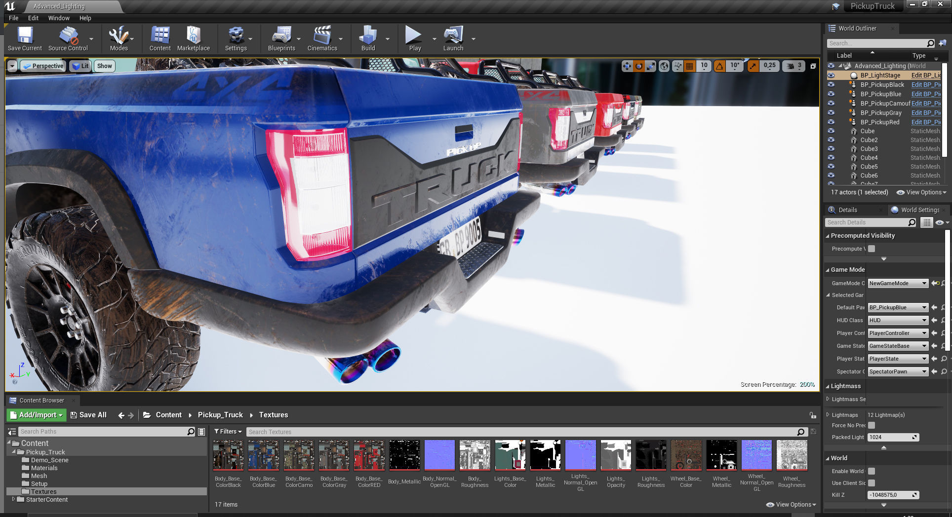3D model UE4 Pickup Truck Pack Vehicle Car VR / AR / low-poly rigged ...
