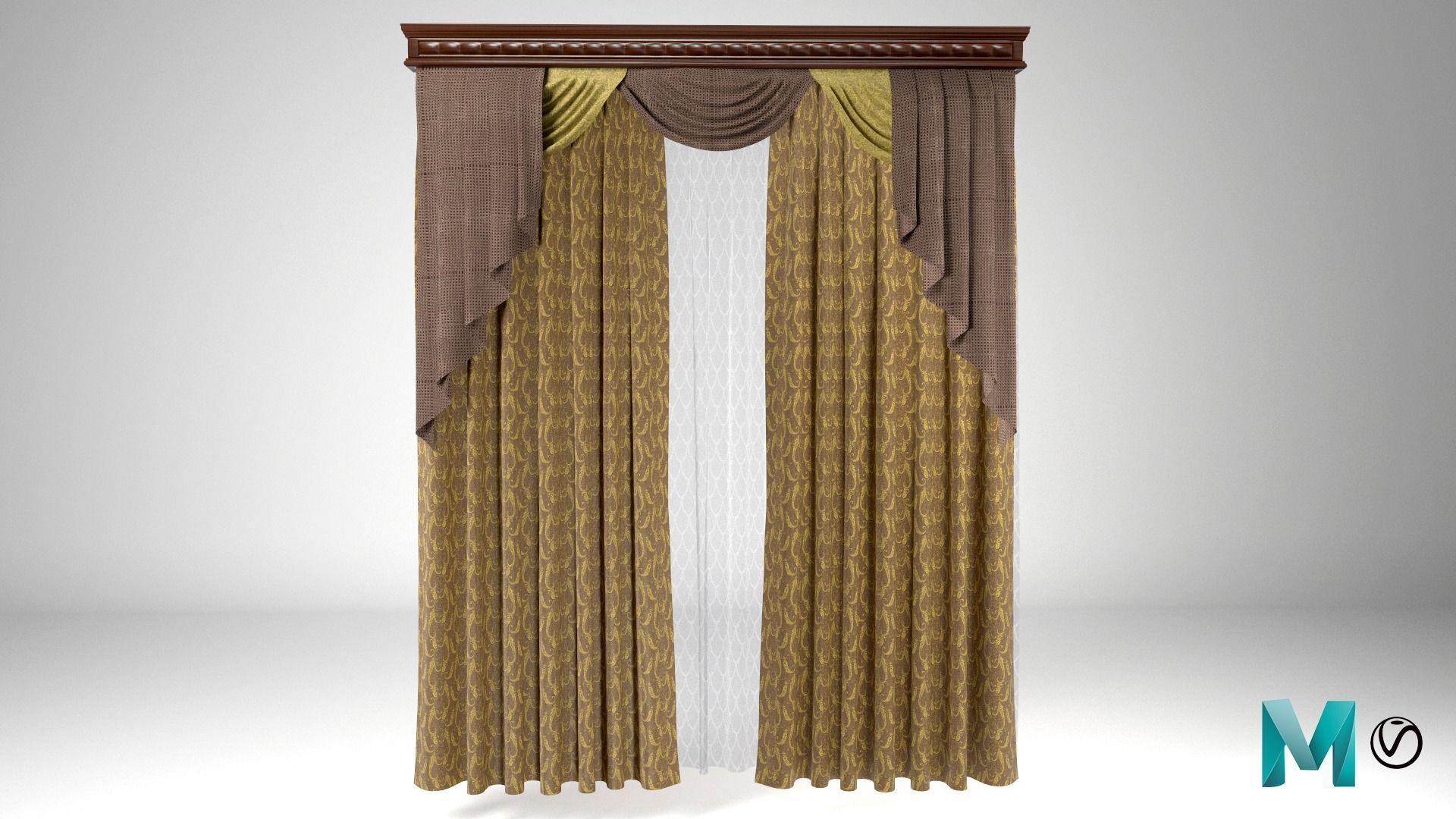 Animated curtains for architectural visualization 601 3D model animated ...
