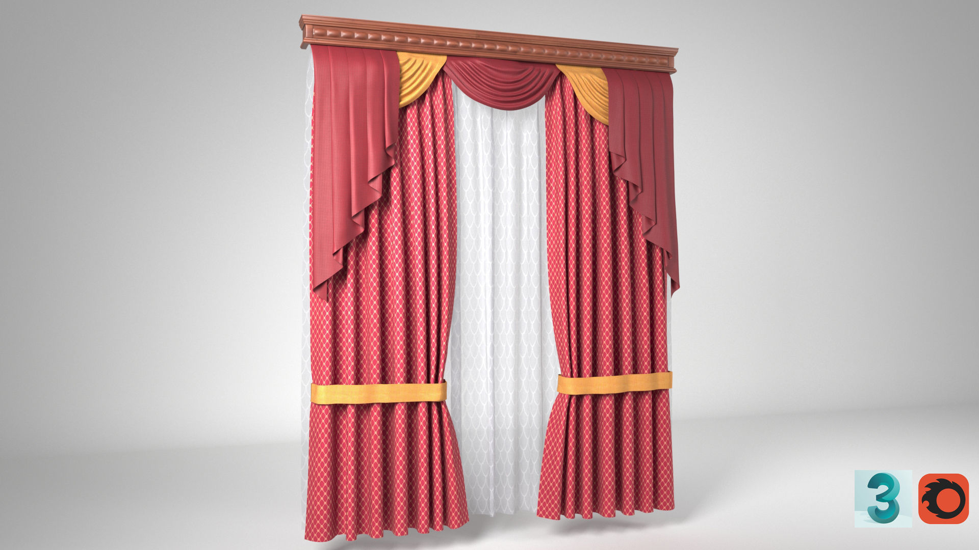 Animated curtains for architectural visualization 601 3D model animated ...