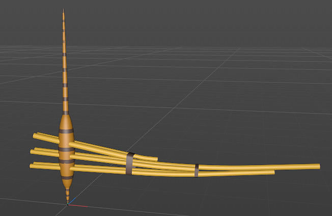 Qeej 3D wooden stick with two sticks 3D model | CGTrader