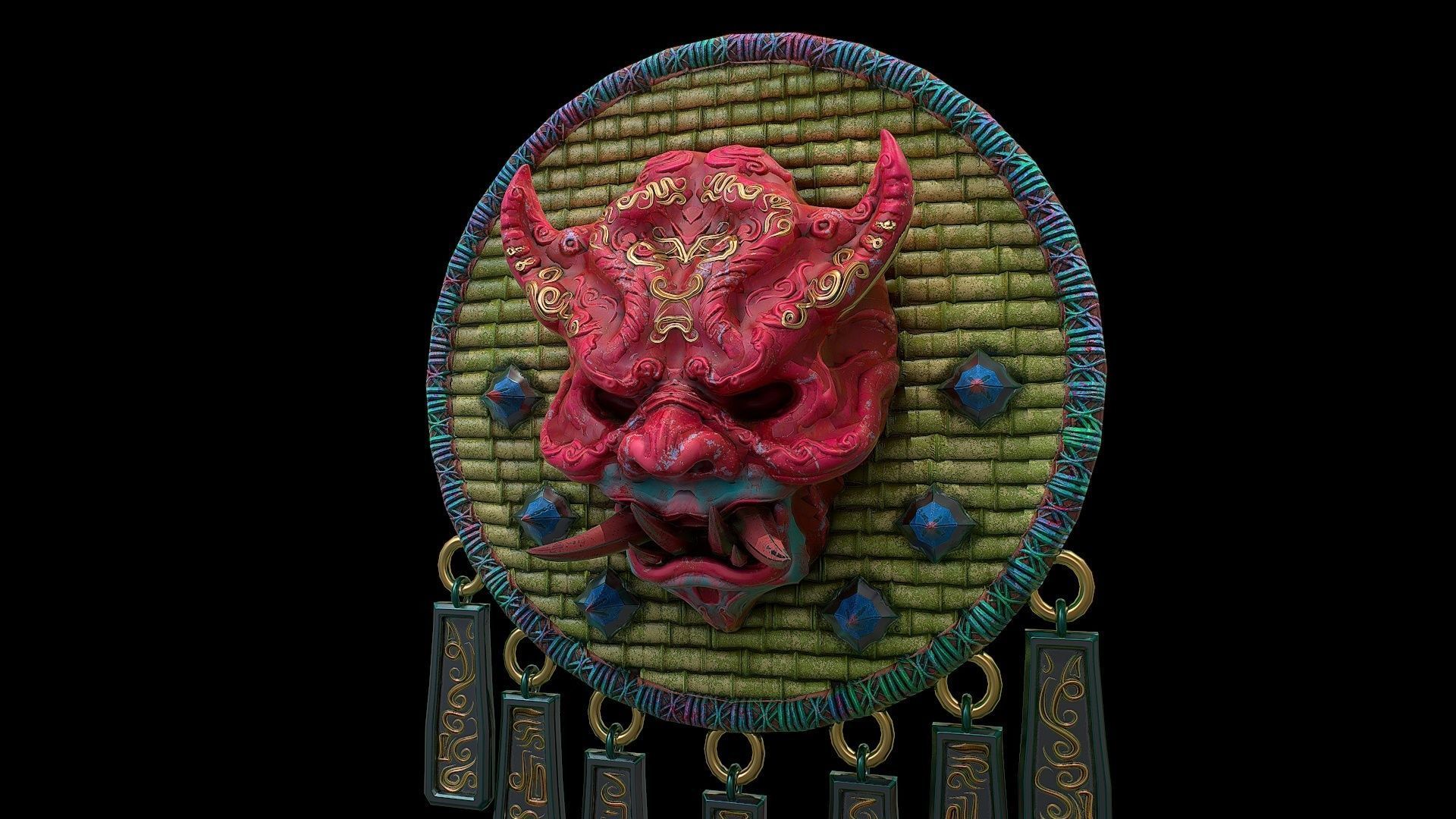 3D model Fantasy shield with demon mask VR / AR / low-poly | CGTrader