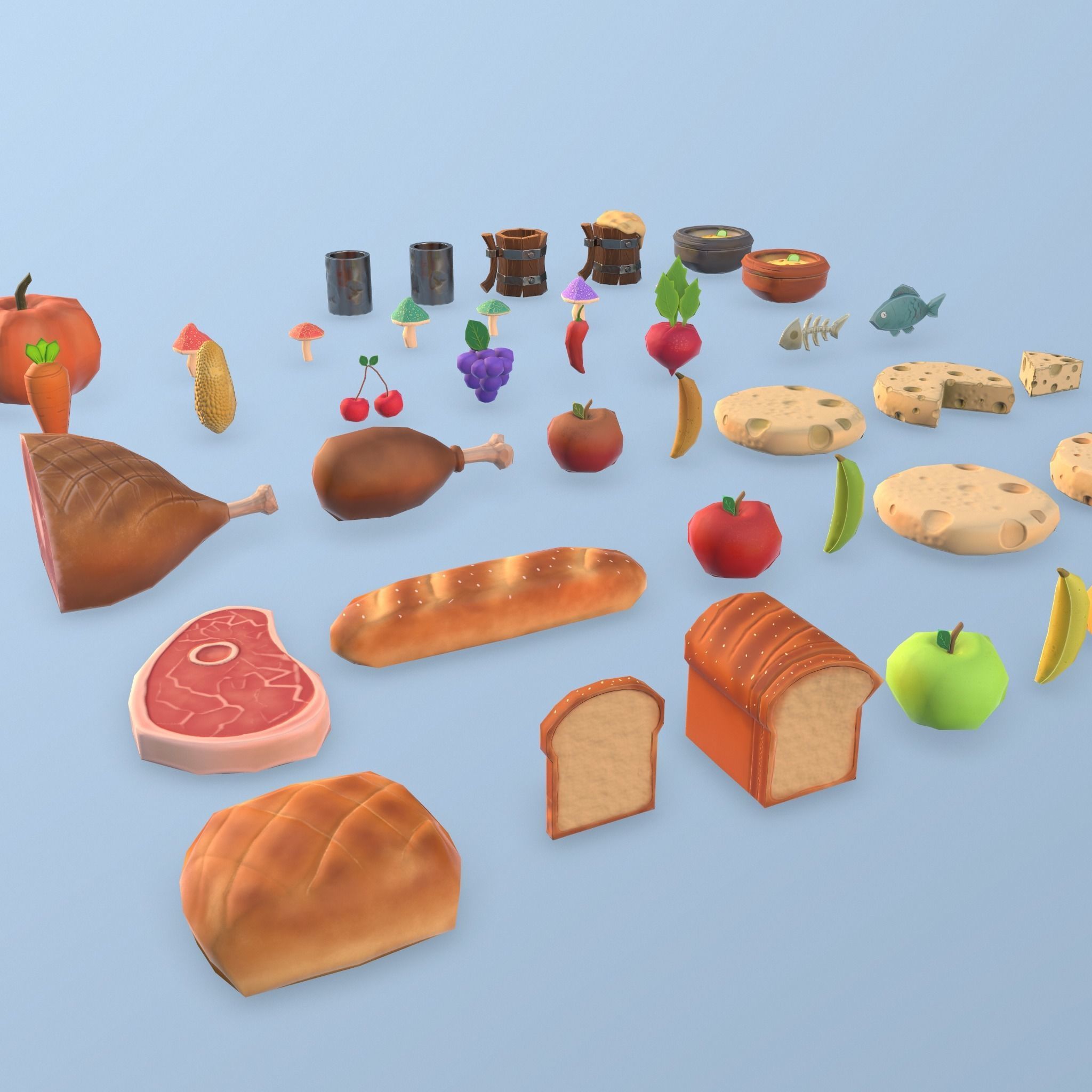 3D model Stylized Medieval - Foods VR / AR / low-poly | CGTrader