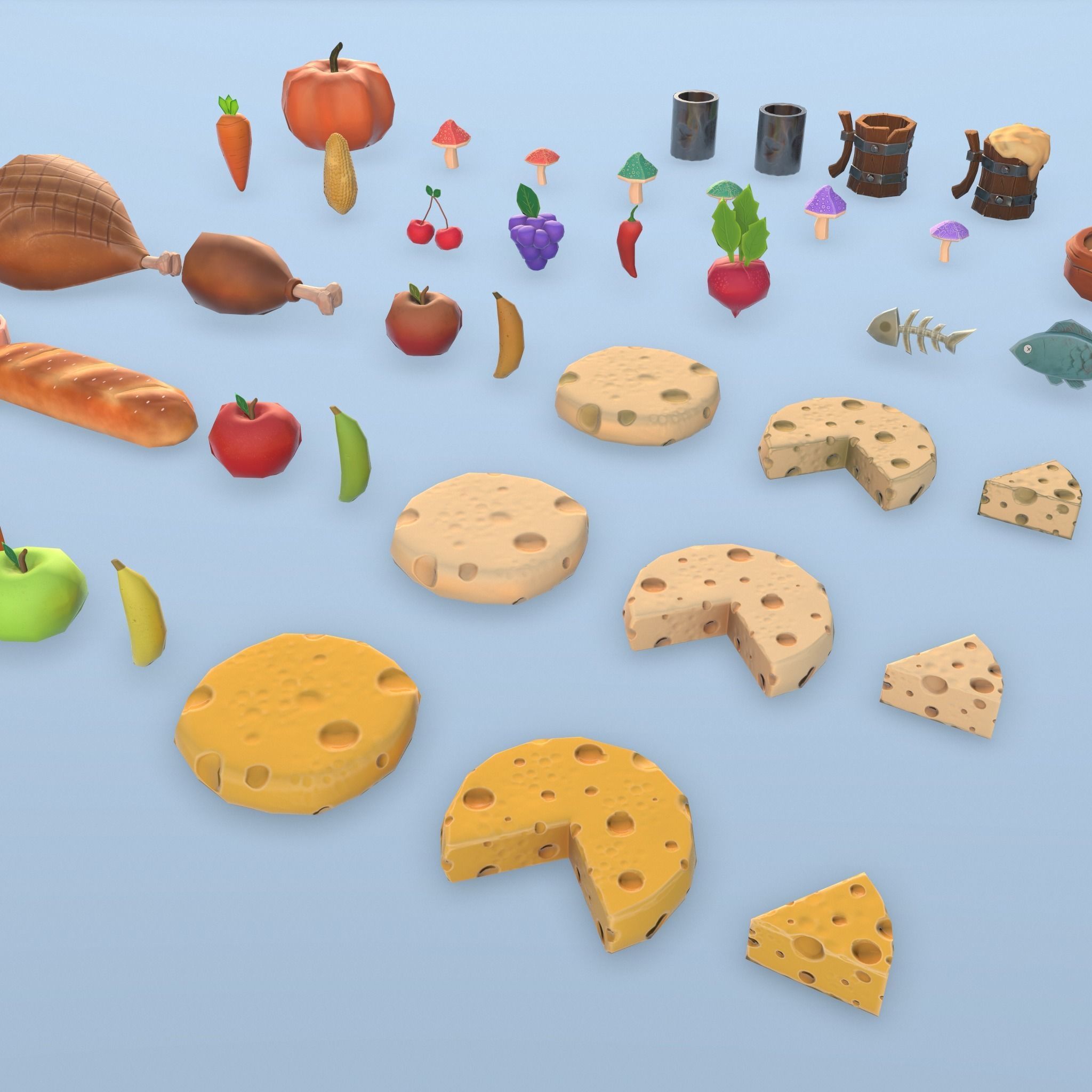 3D model Stylized Medieval - Foods VR / AR / low-poly | CGTrader