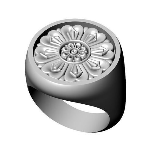 Traditional Accessory Lotus Flower Signet Ring Lotus Mandala 3D model ...
