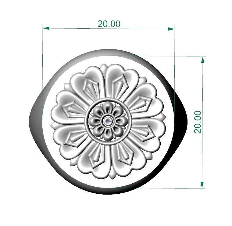 Traditional Accessory Lotus Flower Signet Ring Lotus Mandala 3D model ...