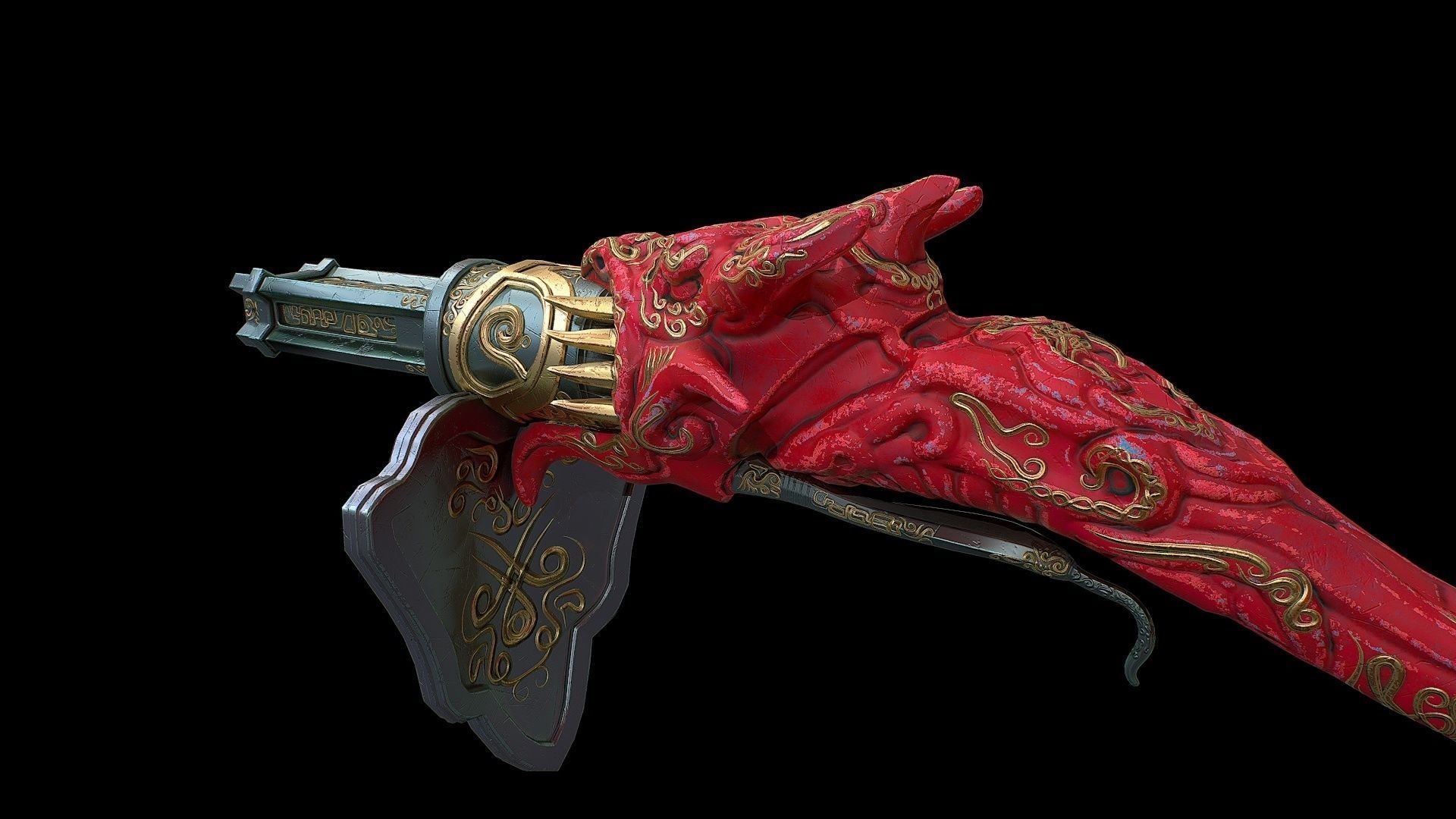 3D model Fantasy gun with dragon head VR / AR / low-poly | CGTrader