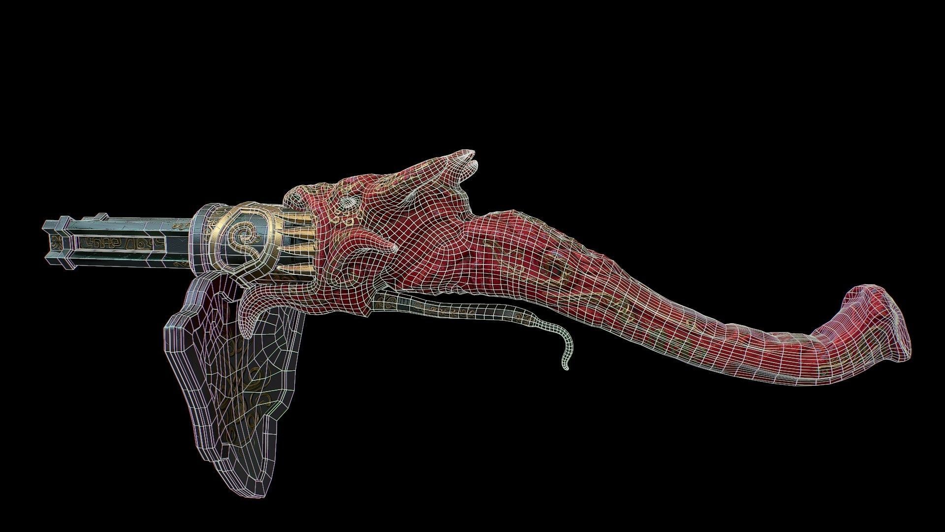 3D model Fantasy gun with dragon head VR / AR / low-poly | CGTrader