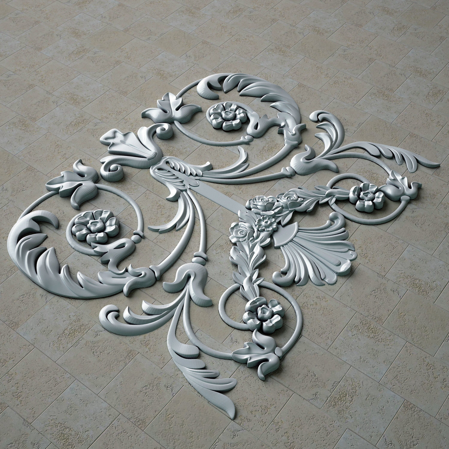 Architectural plaster ceiling carving 3D model | CGTrader