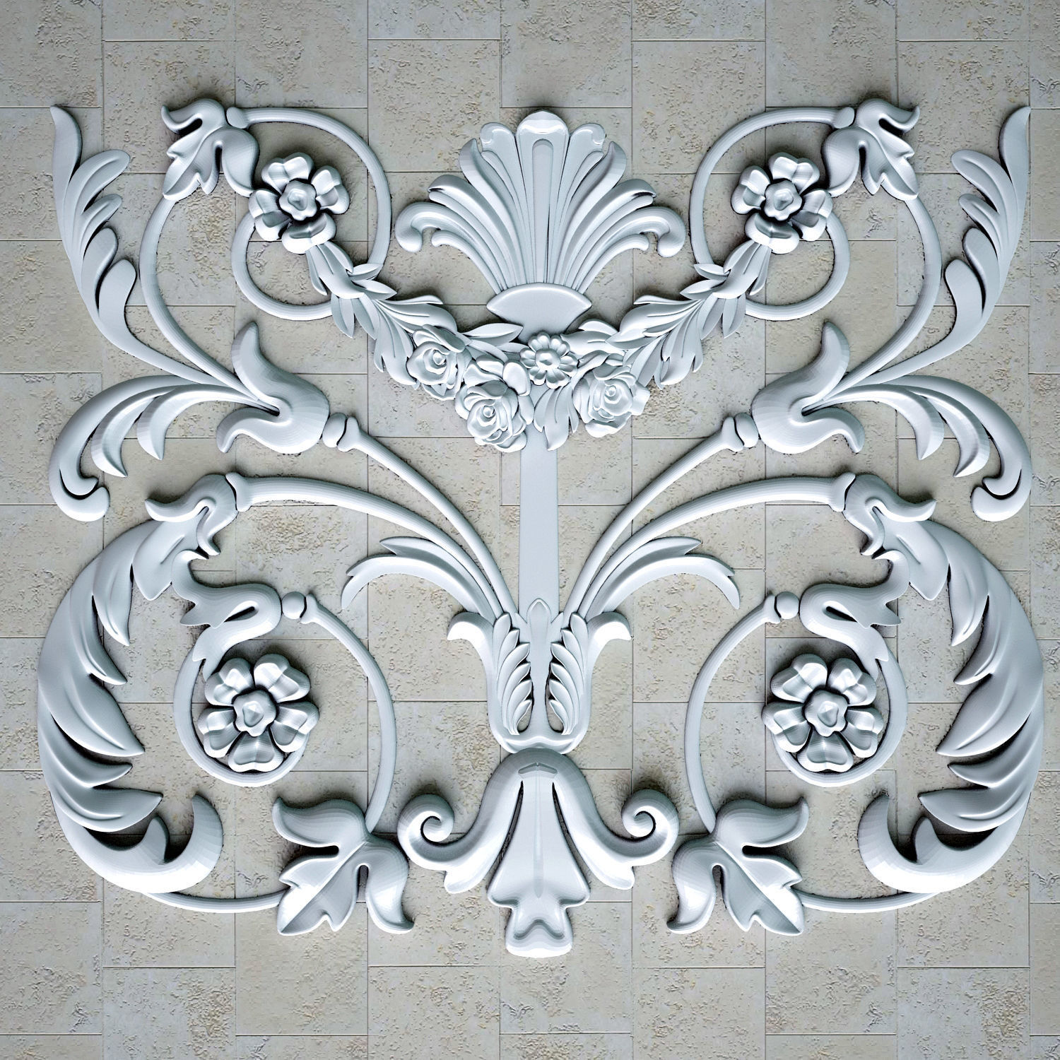 Architectural plaster ceiling carving 3D model | CGTrader