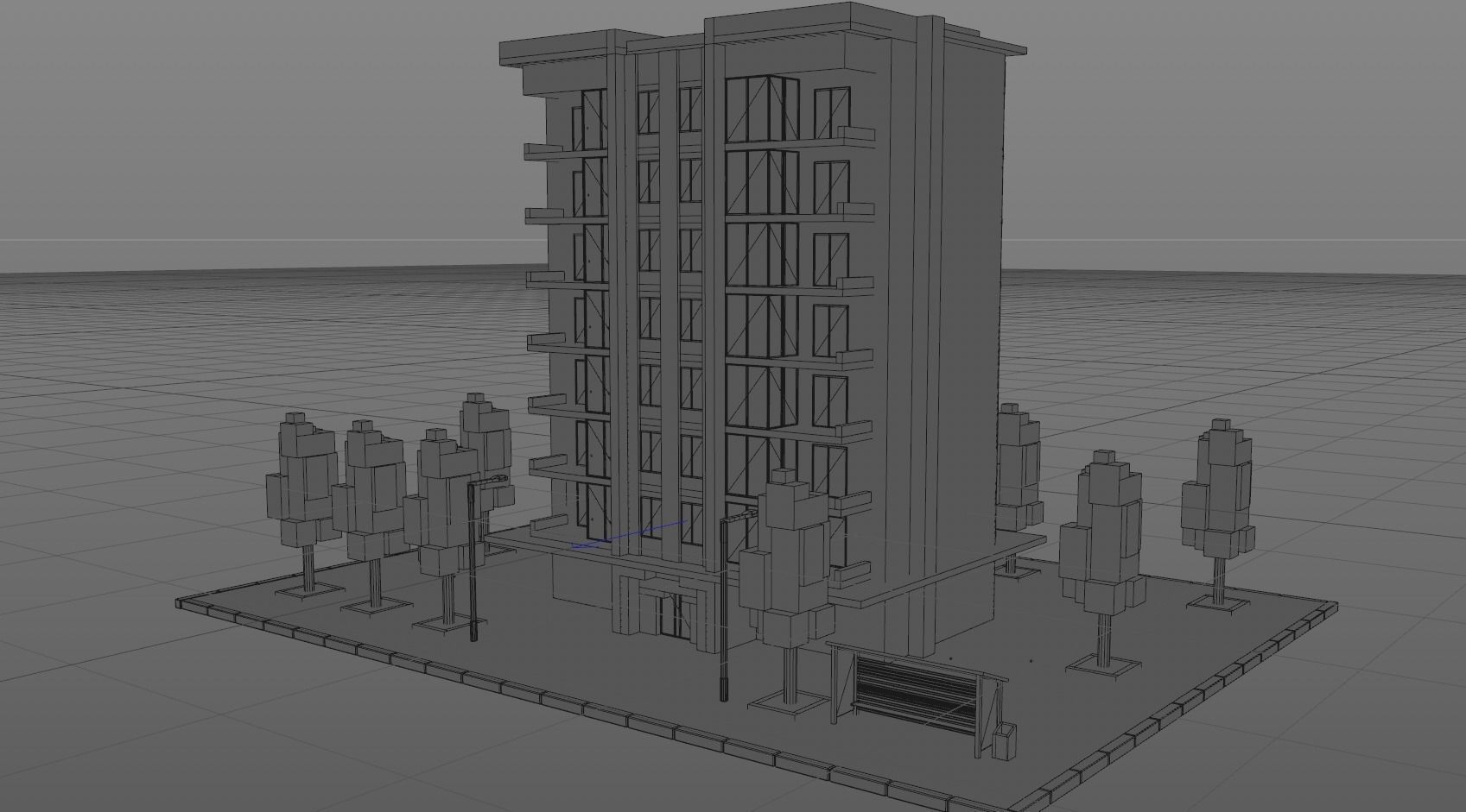 3D model Low poly 3D model buildings - Urban highrise building VR / AR ...