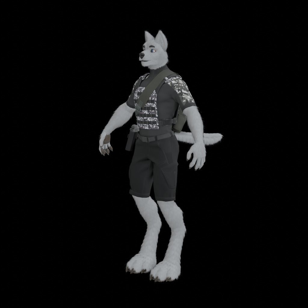 FURRY WOLF SOLDIER 3D model rigged | CGTrader