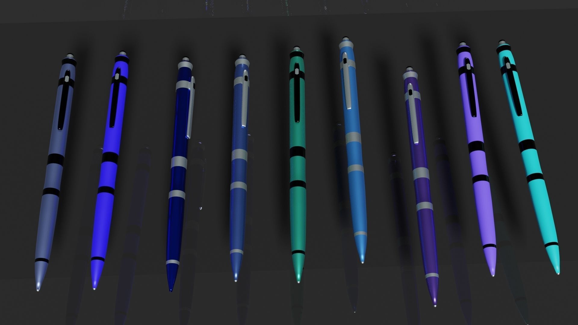 3D model Colorful ball point business Pen model pack VR / AR / low-poly ...