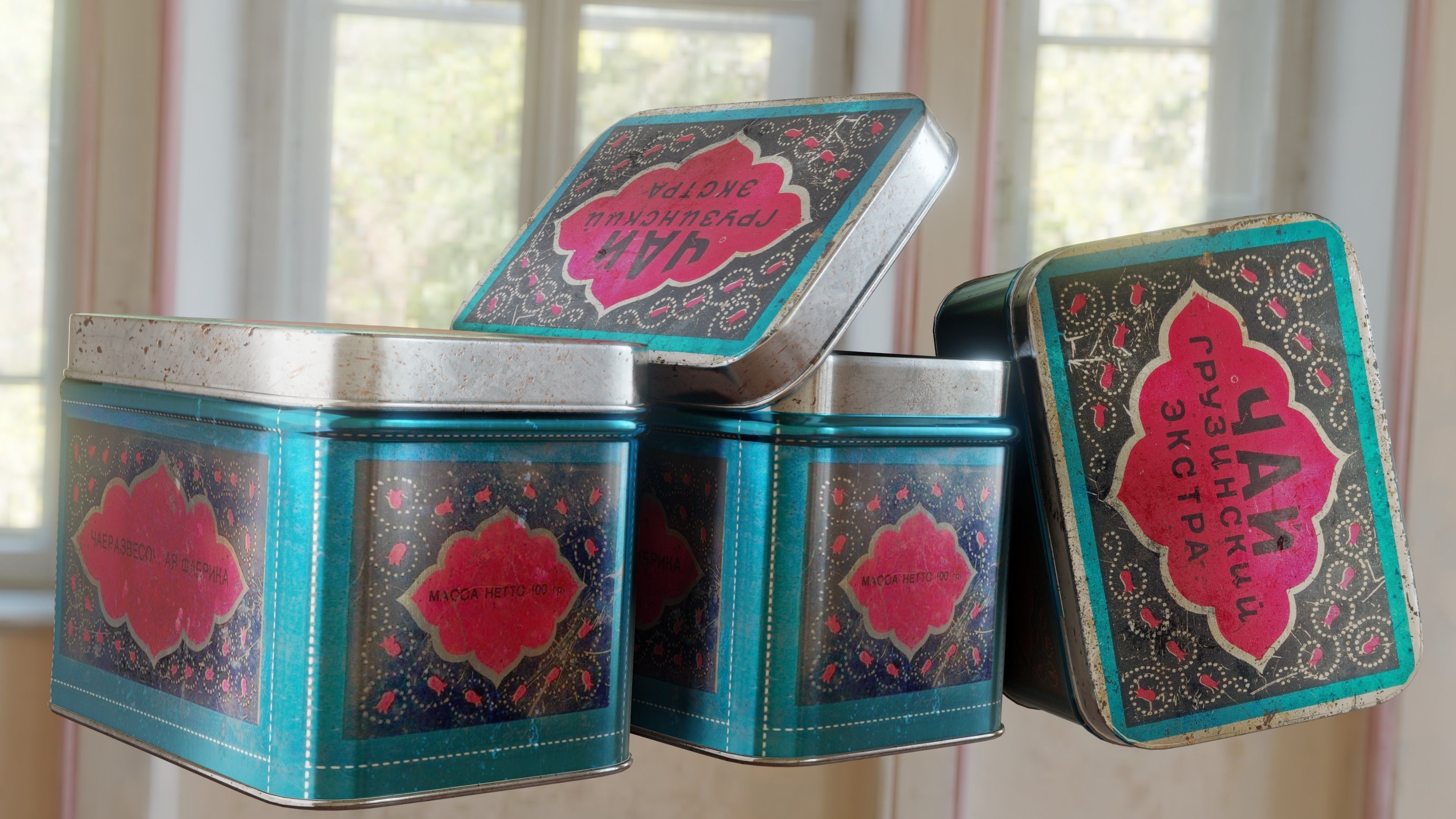 USSR Vintage Russian Tea Leaf Tin 3D model rigged | CGTrader