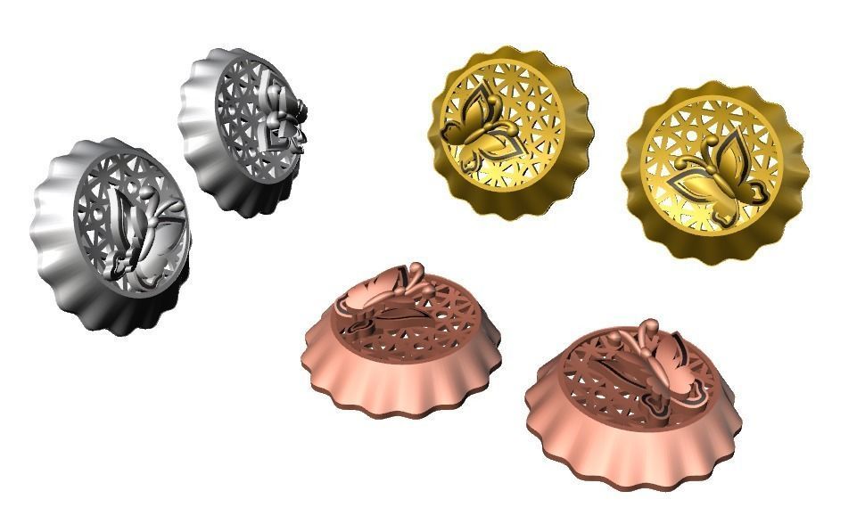 075 - Butterfly Jali Ear Ring for Girls - Ear Ring 3D model 3D ...