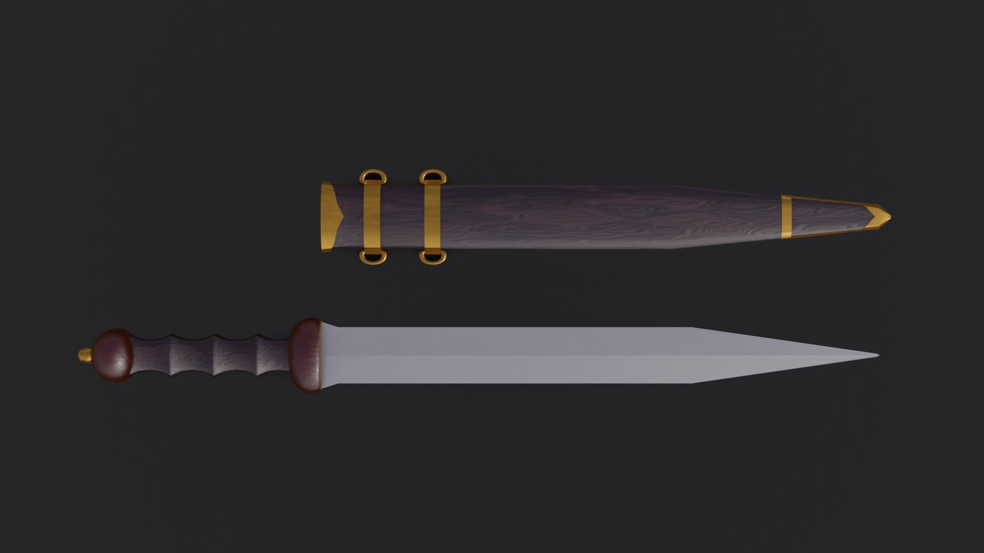 Roman Fulham Gladius and Scabbard free VR / AR / low-poly 3D model ...