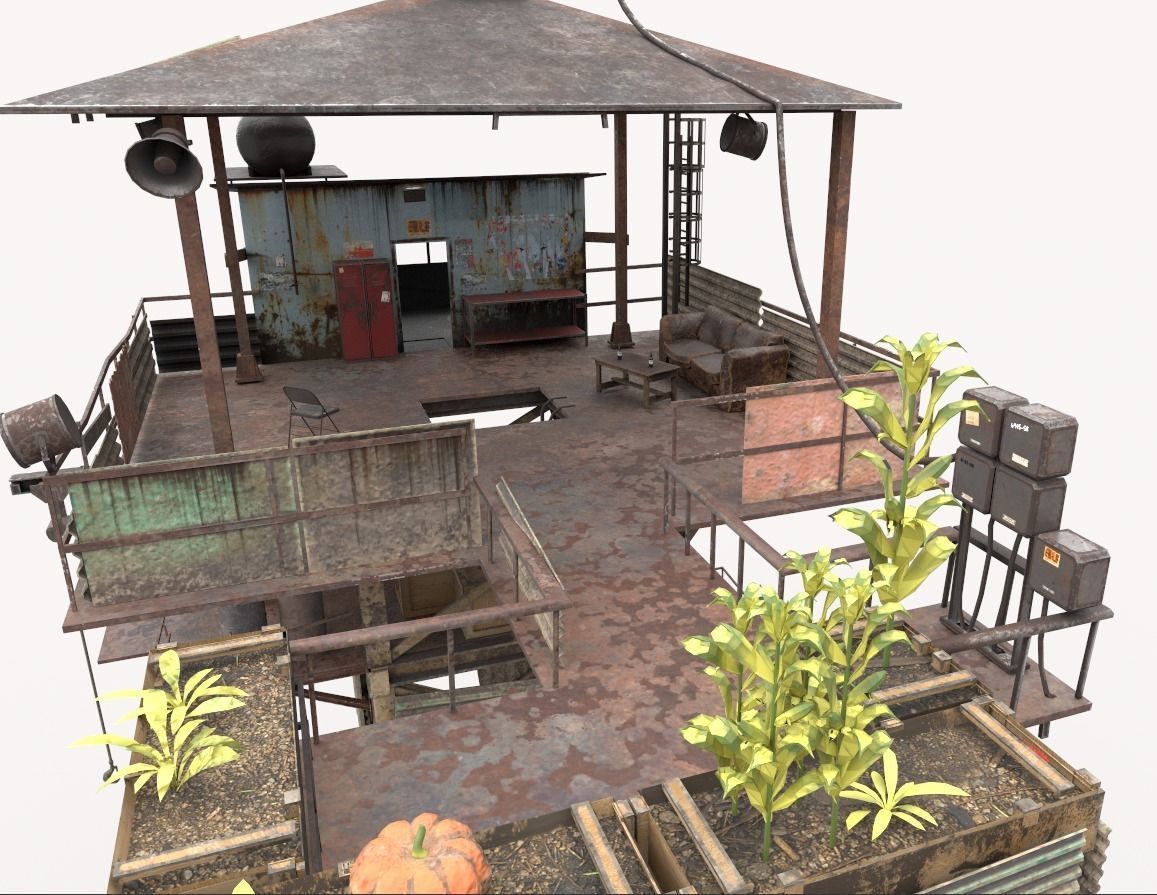 Post-Apocalyptic Watch Tower With Living Environment 3D model | CGTrader