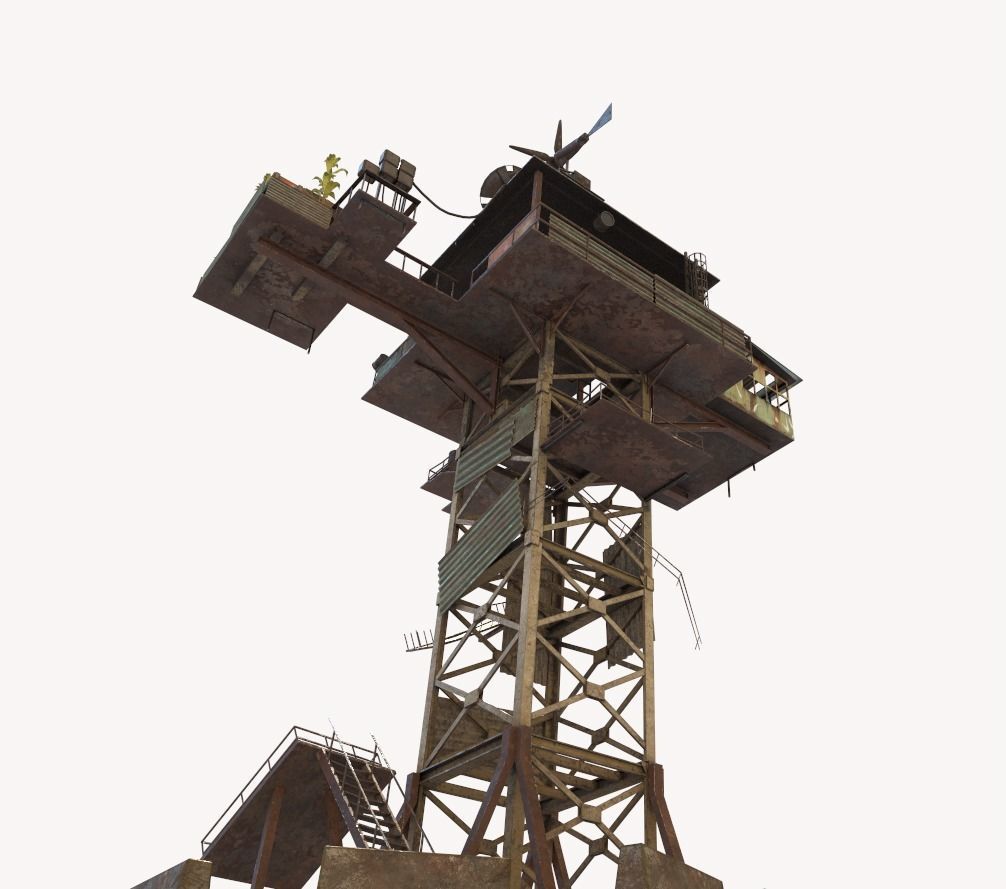 Post-Apocalyptic Watch Tower With Living Environment 3D model | CGTrader