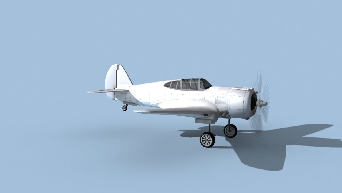 Curtiss P-36C Hawk Bare Metal 3D model animated rigged | CGTrader
