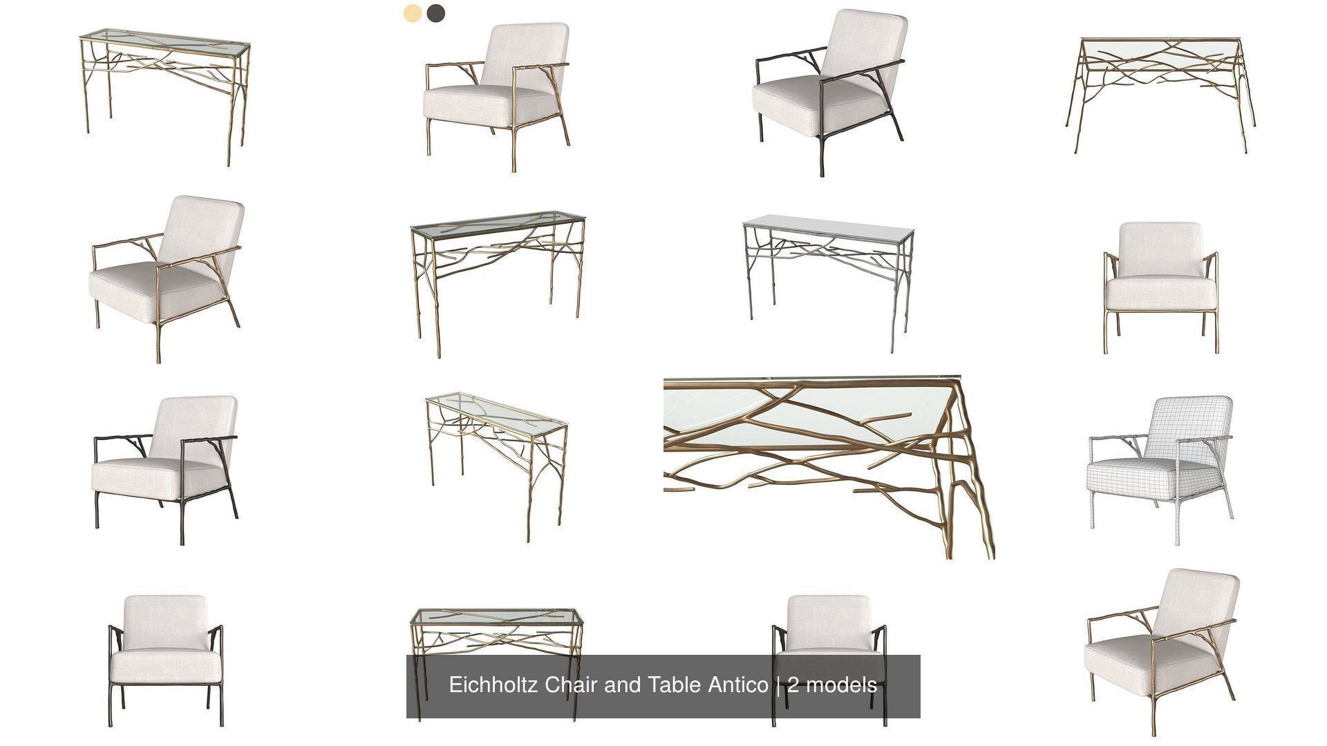 Eichholtz Chair and Table Antico 3D Model Collection | CGTrader