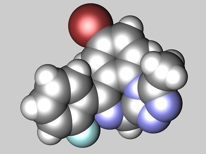 Flubromazolam molecule 3D model | CGTrader