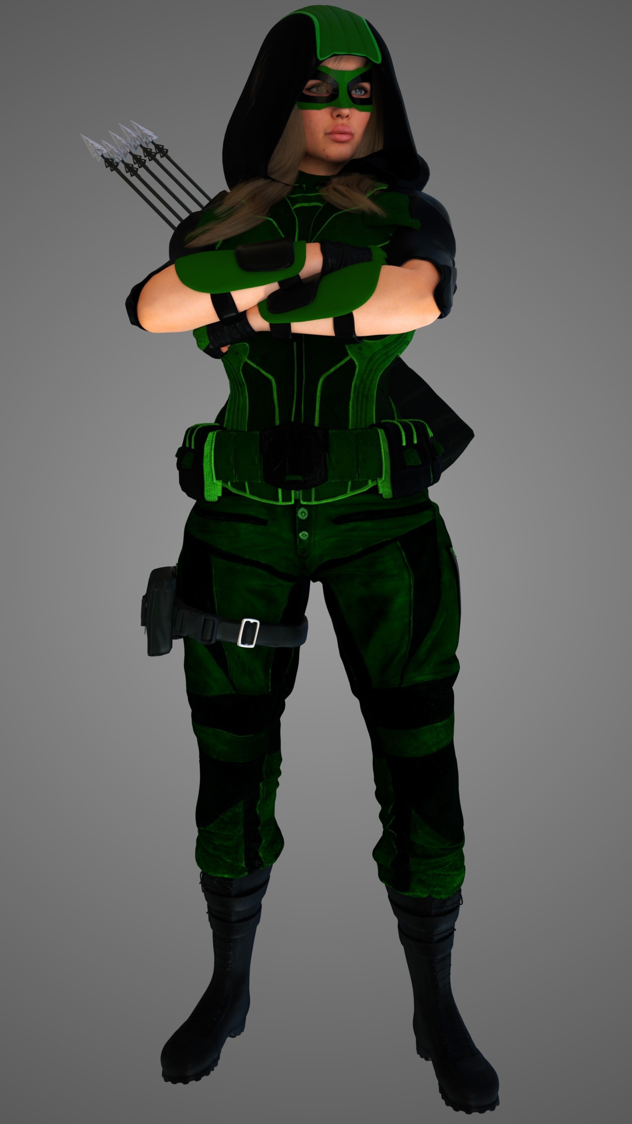 Contemporary Modern Lady Robin Hood 3D model animated rigged | CGTrader