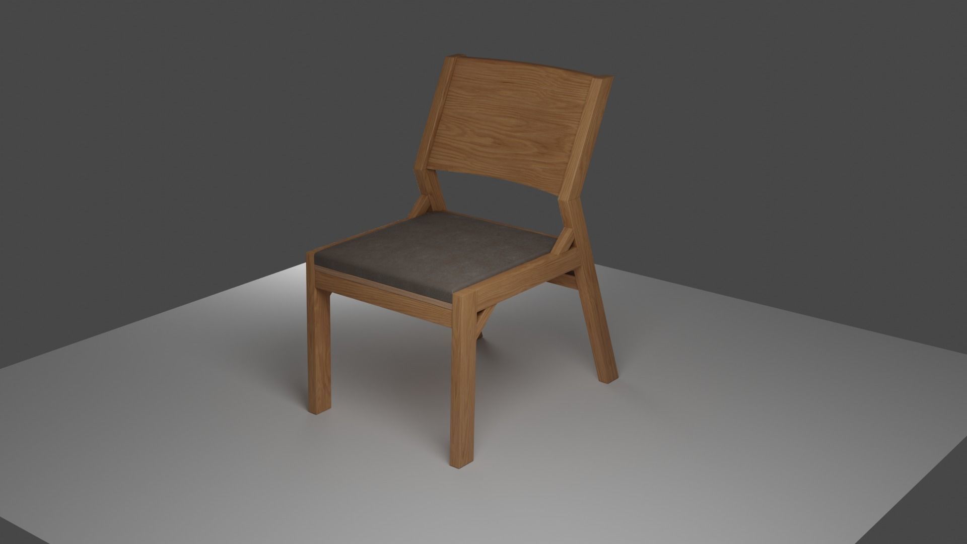 3D model Wooden Chair cushioned seat Low Topology VR / AR / low-poly ...